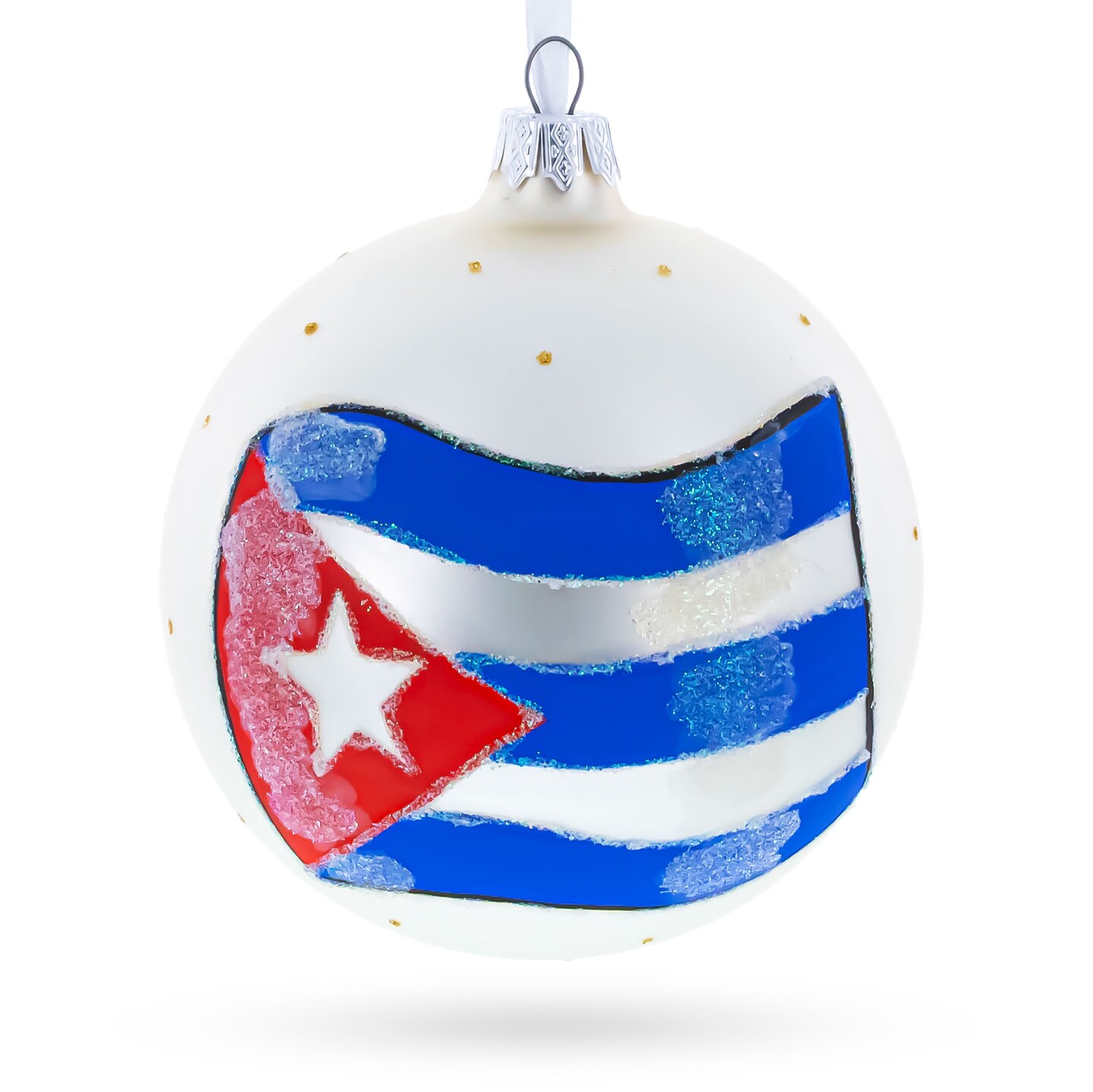 Flag of Cuba Glass Ball Christmas Ornament 4 Inches (Made in Ukraine ...