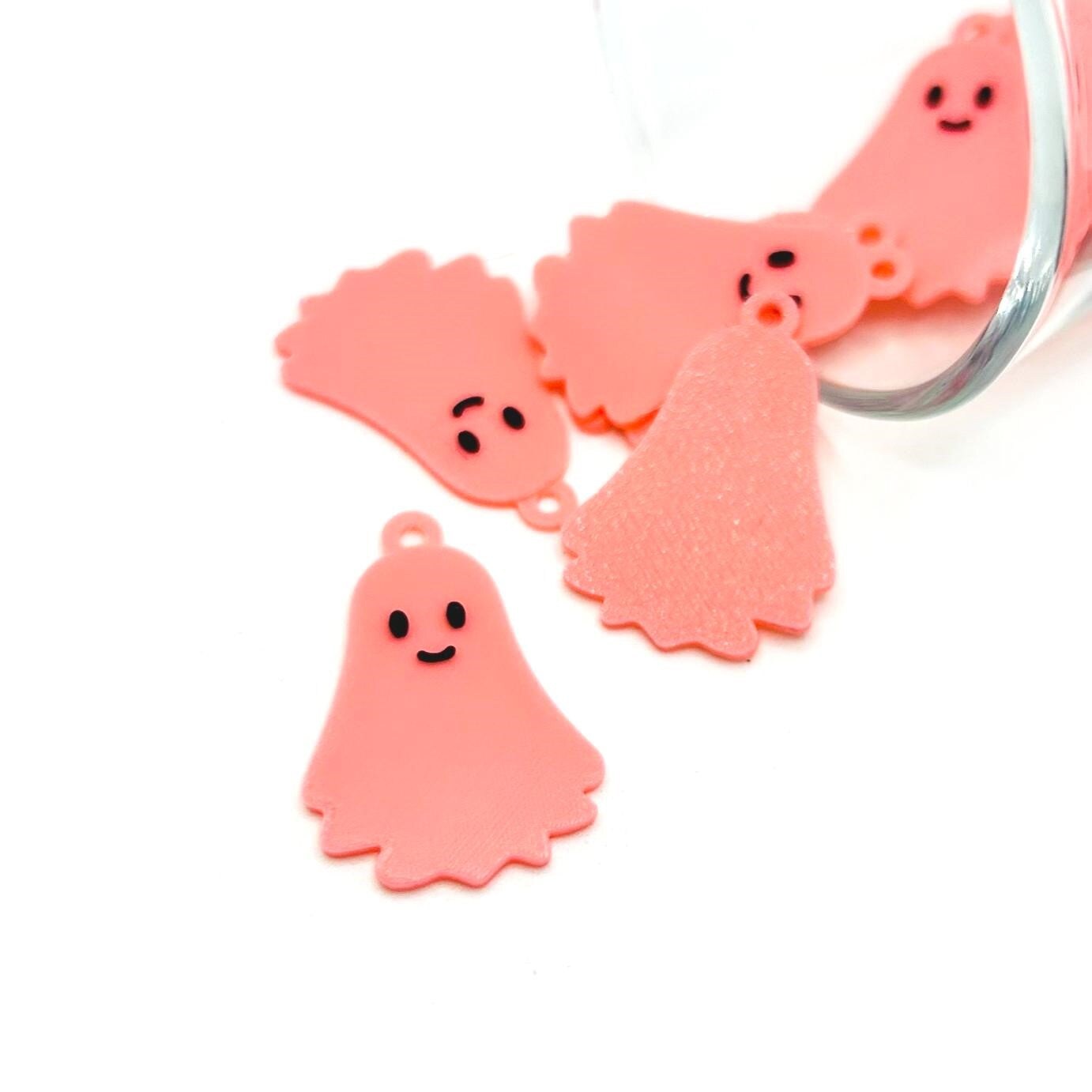 Cute Pink Smiling Ghost Charms, 30x20mm | Michaels