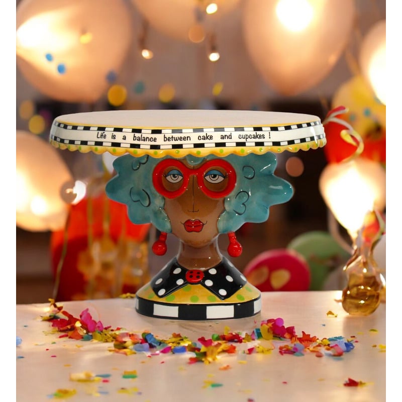 Ceramic Dollymama African American Blue Hair Lady Cake Stand Party ...