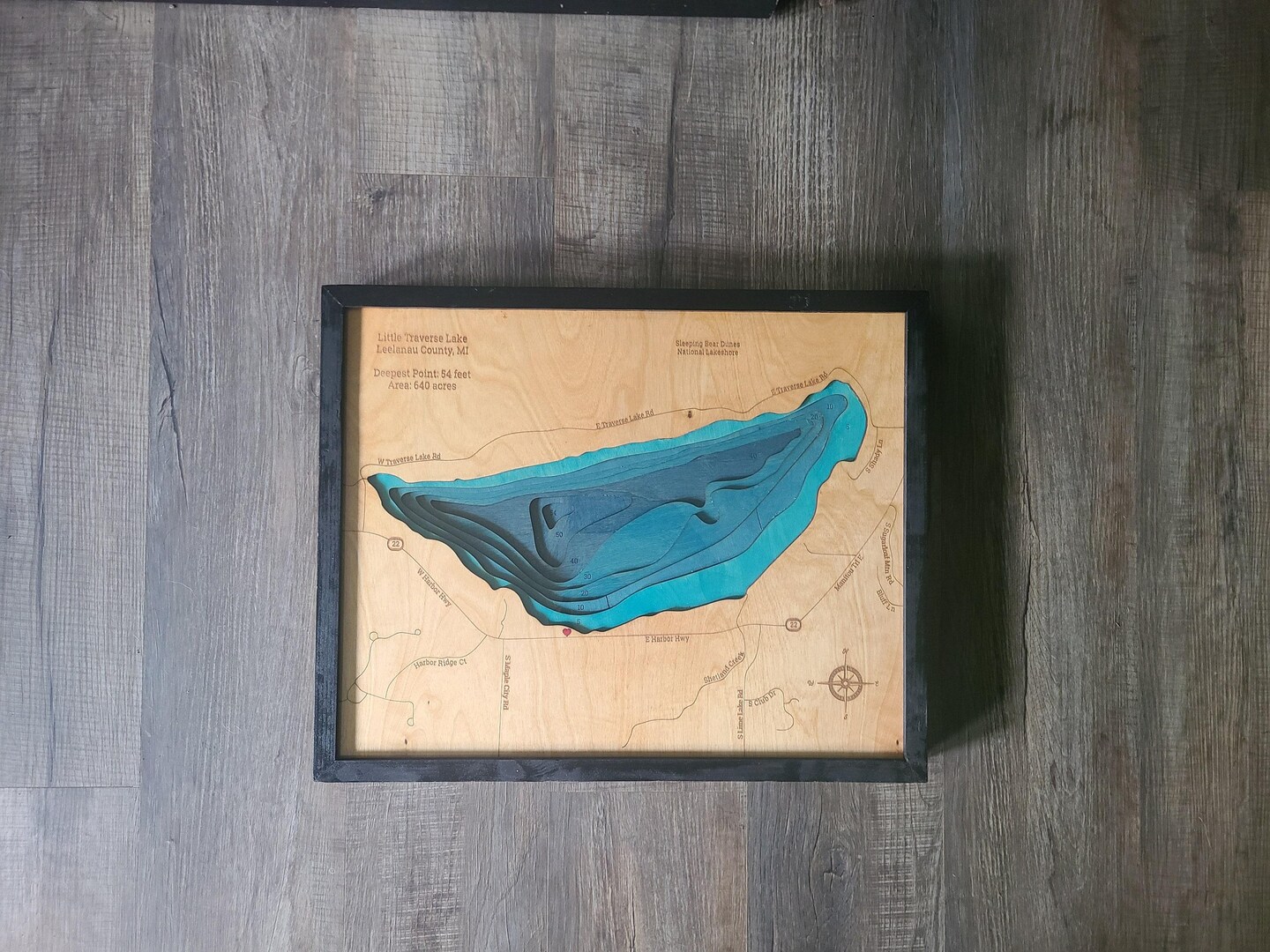 Little Traverse Lake 3d Wood Map | MakerPlace by Michaels