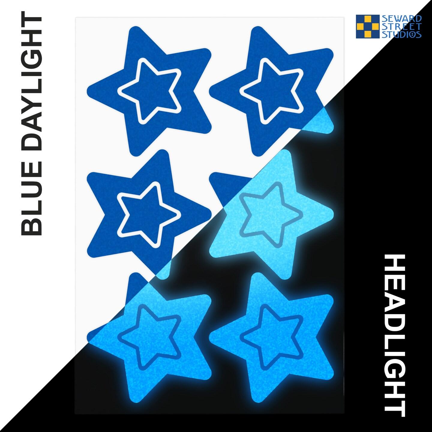 Blue Stars Reflective Decals Set, Stars Motorcycle Helmet Stickers Kit ...
