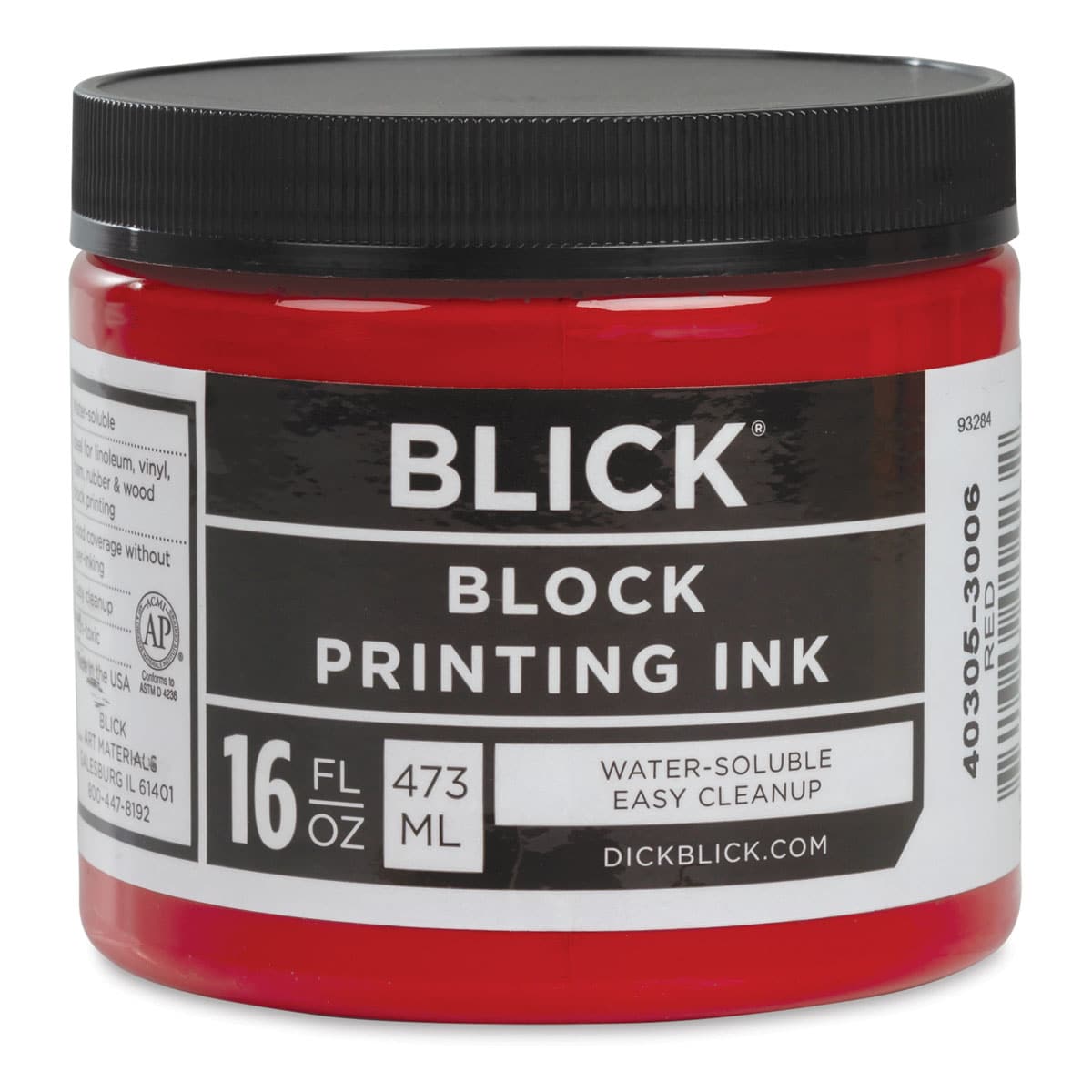 Blick Water-Soluble Block Printing Ink - Red, 16 oz Jar, Color: Red ...
