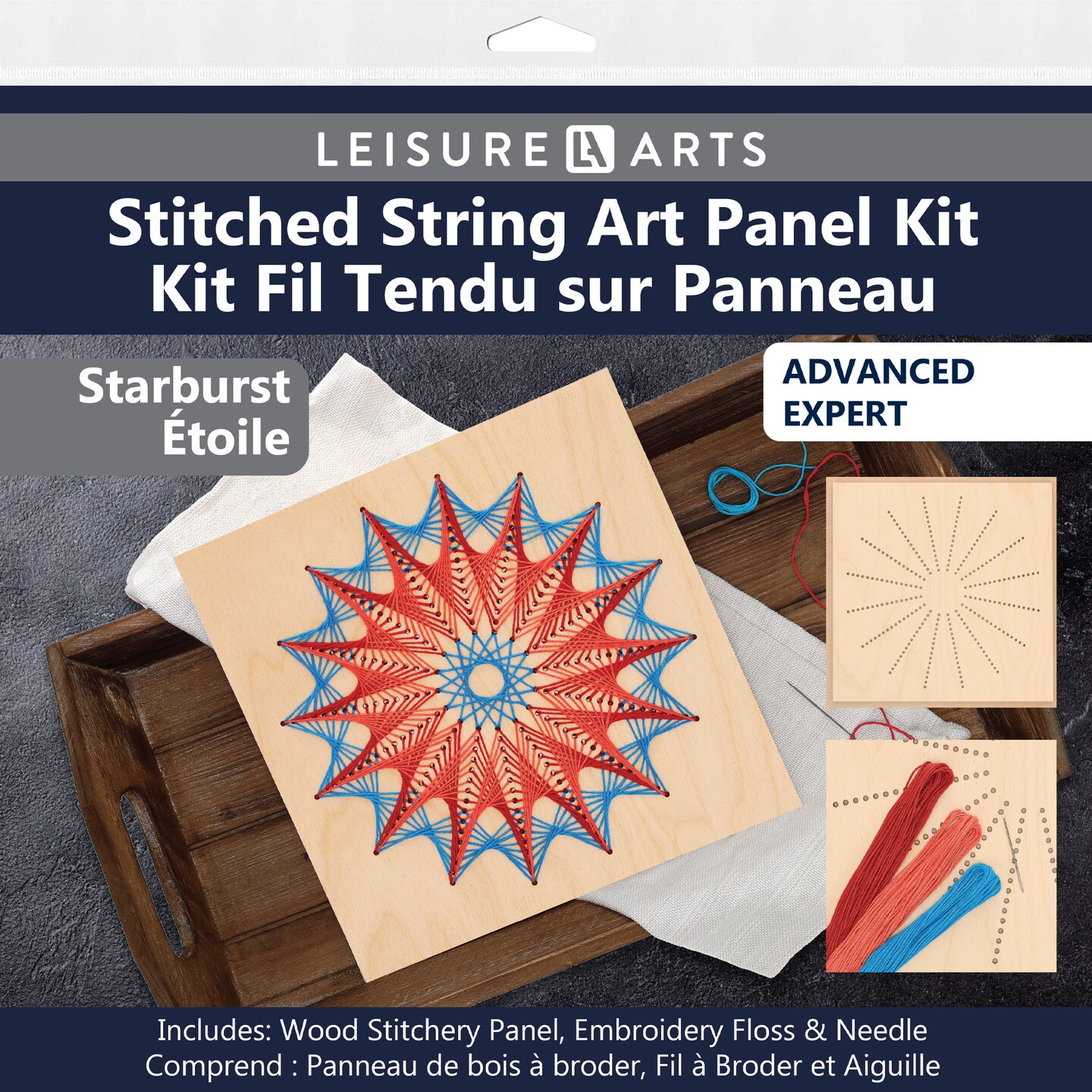 Wood Stitched String Art Kit Starburst, wooden stitchery kits for craft ...