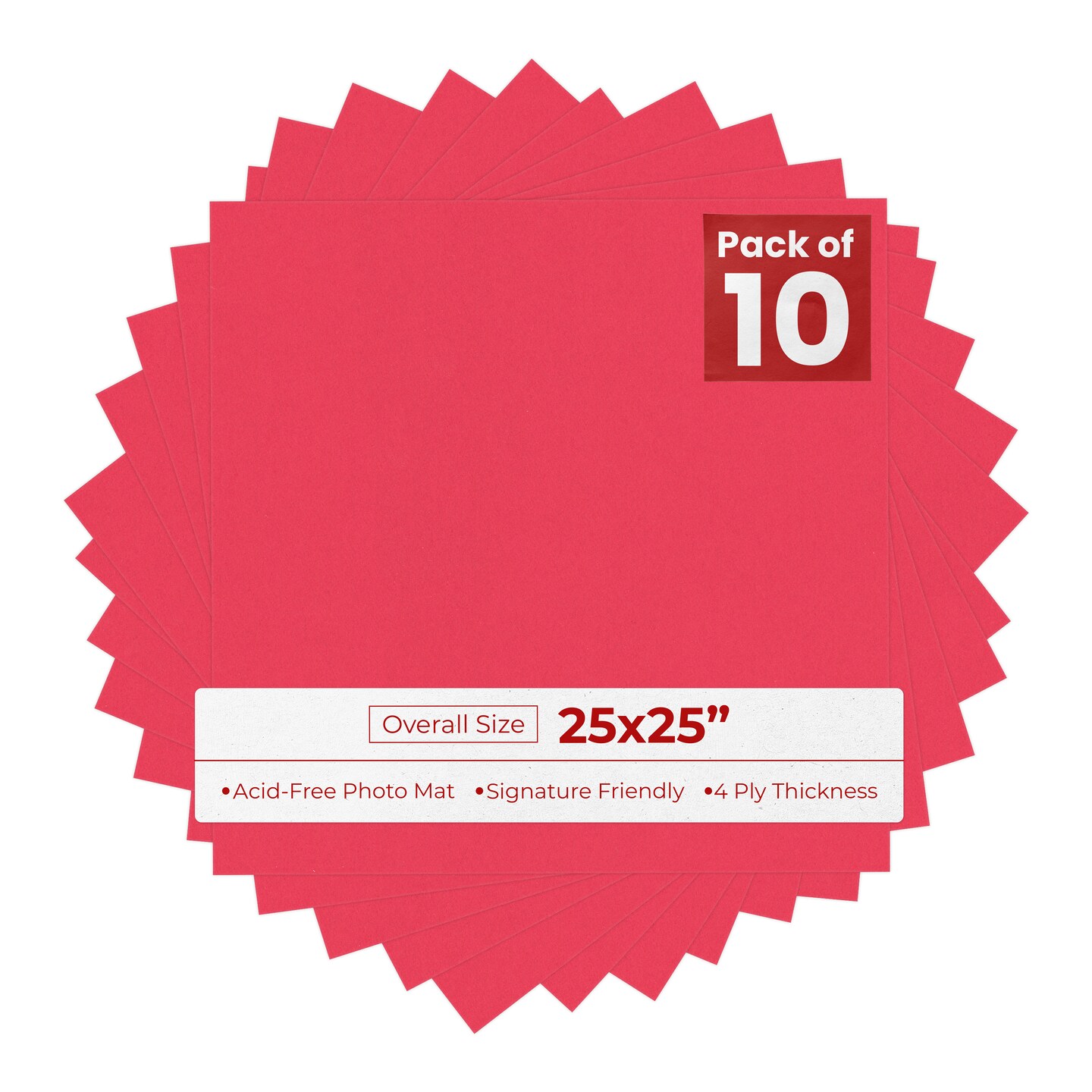 Cardinal Red 25x25 Uncut Mat Board - Blank Sheets, No Opening, Color ...