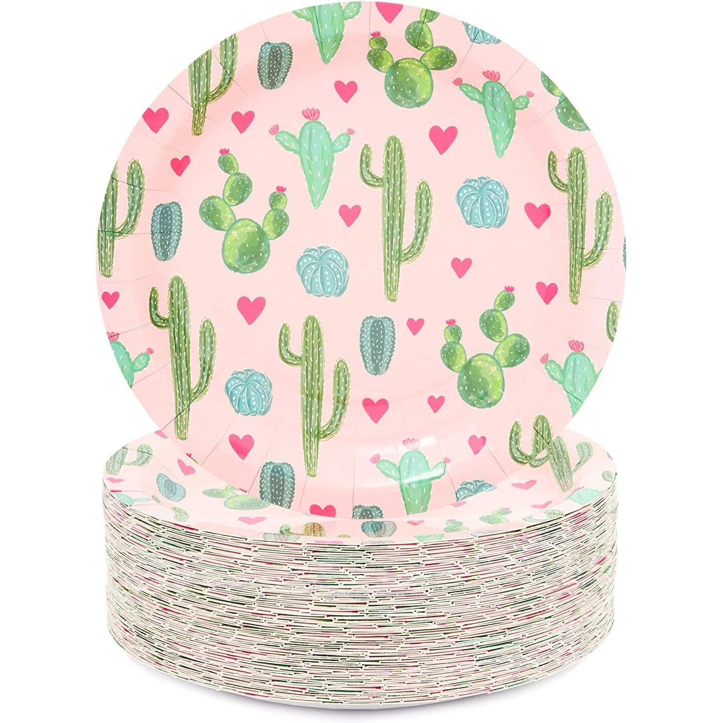 80-Pack Cactus Paper Plates for Fiesta Birthday Party, Baby Shower (9 ...