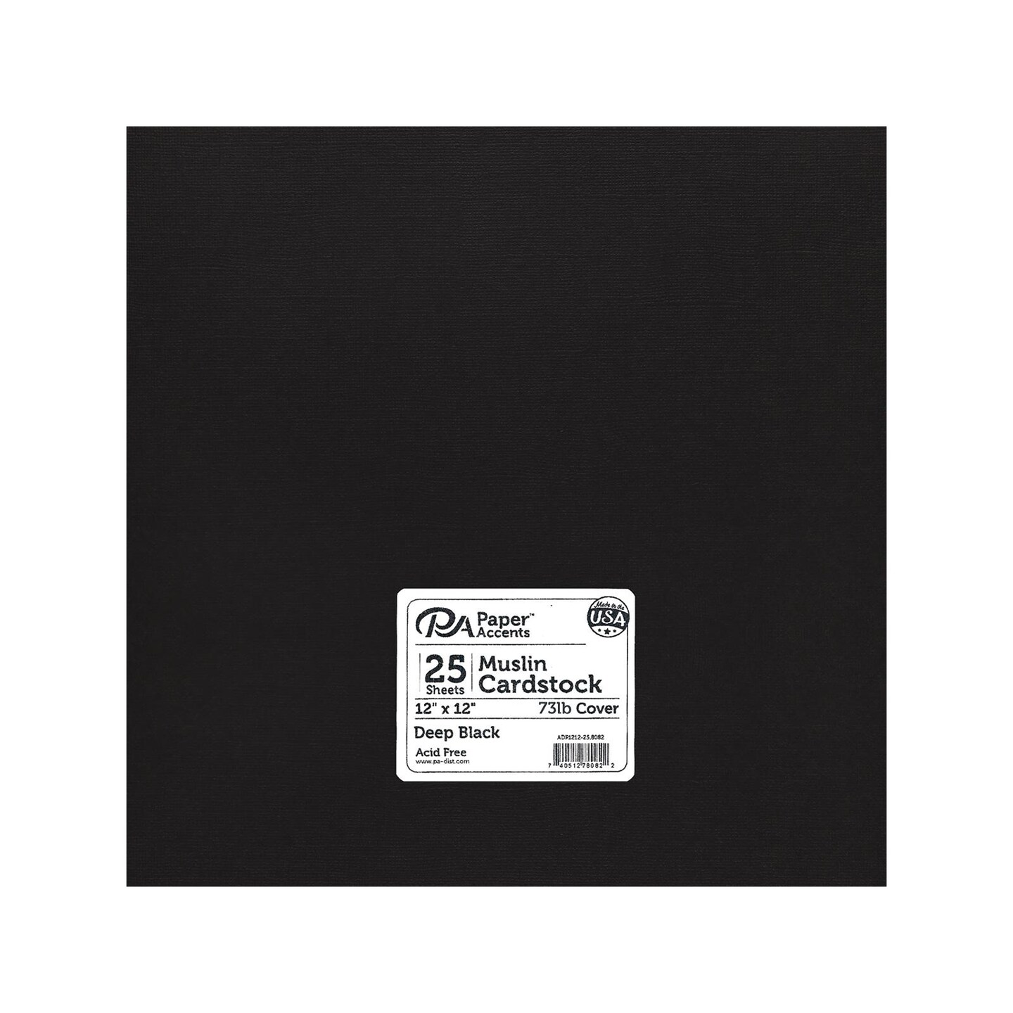 PA Paper Accents Muslin Cardstock 12" x 12" Deep Black, 73lb colored ...