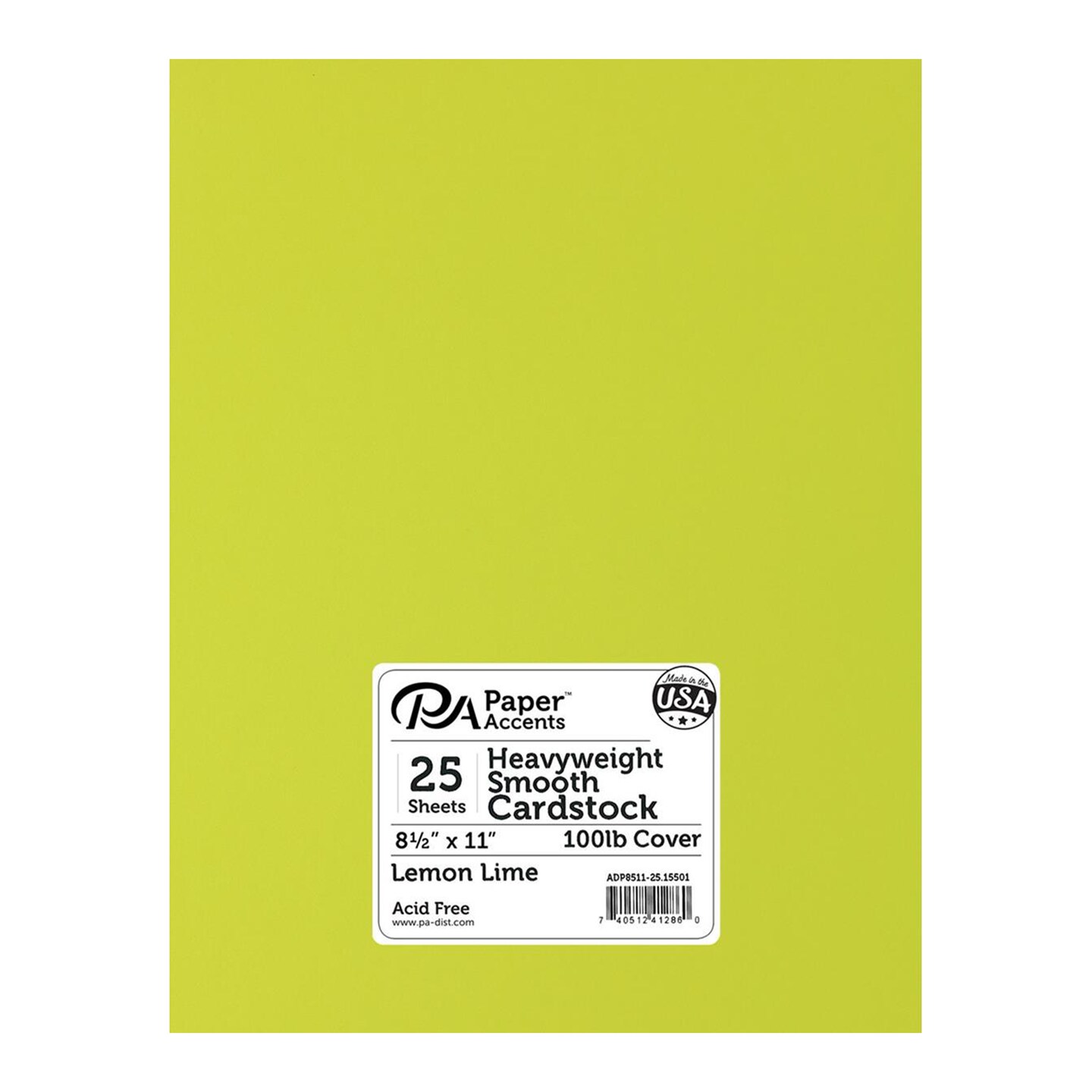 PA Paper Accents Heavyweight Smooth Cardstock 8.5" x 11" Lemon Lime ...