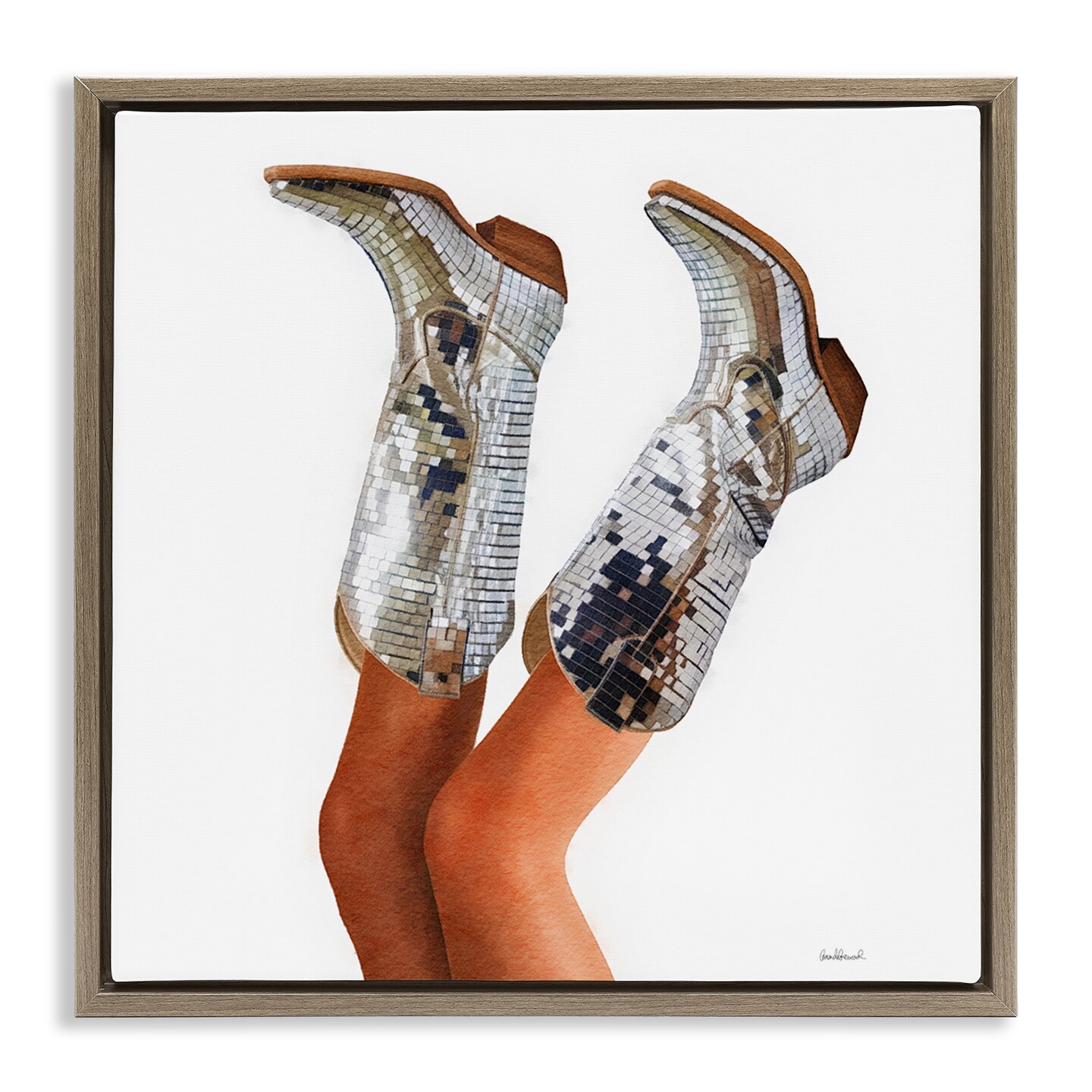 Stupell Industries Glitzy Glam Cowgirl Boots Floating Frame Design by ...