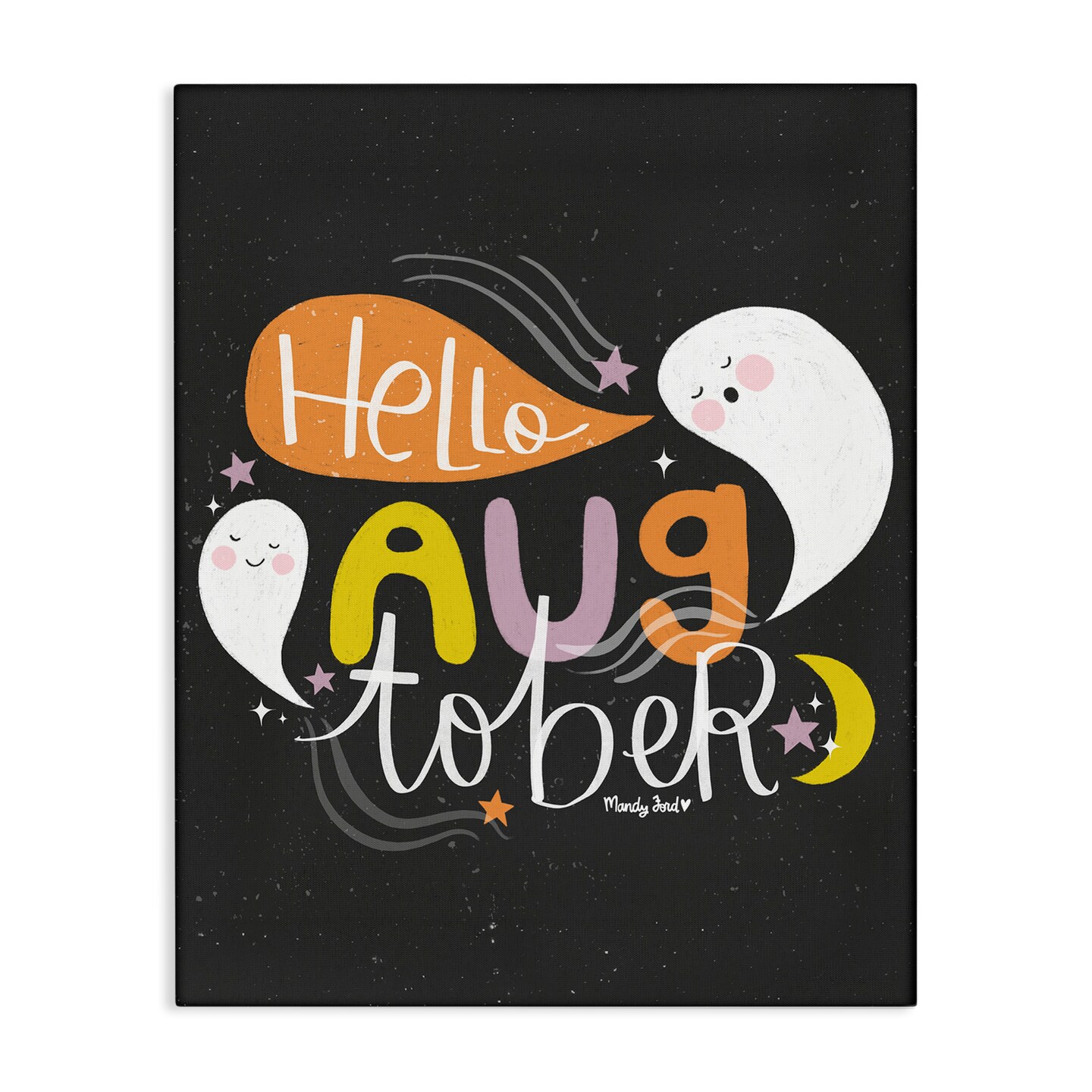 Stupell Industries Hello Augtober with Ghosts Canvas Design by Mandy Ford Art + Illustration ...