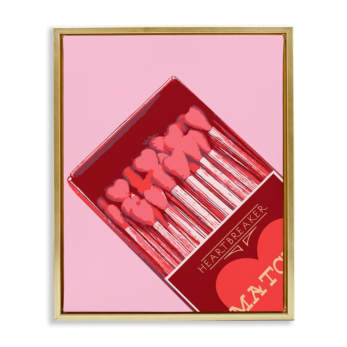 Stupell Industries Pink Heart Shaped Matches Floating Frame Design by ...