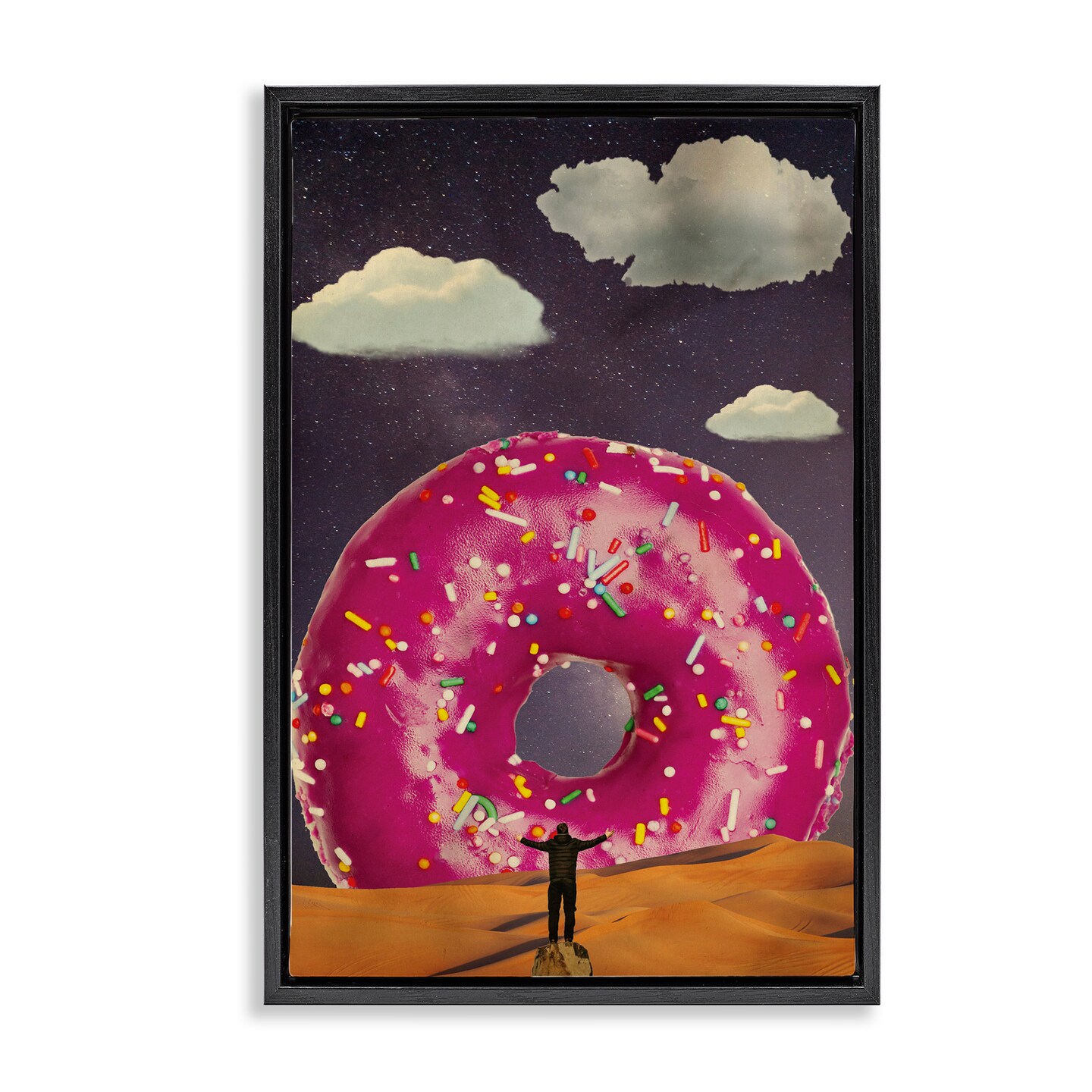 Stupell Industries Happy Days Giant Donut Floating Frame, design by Elo ...