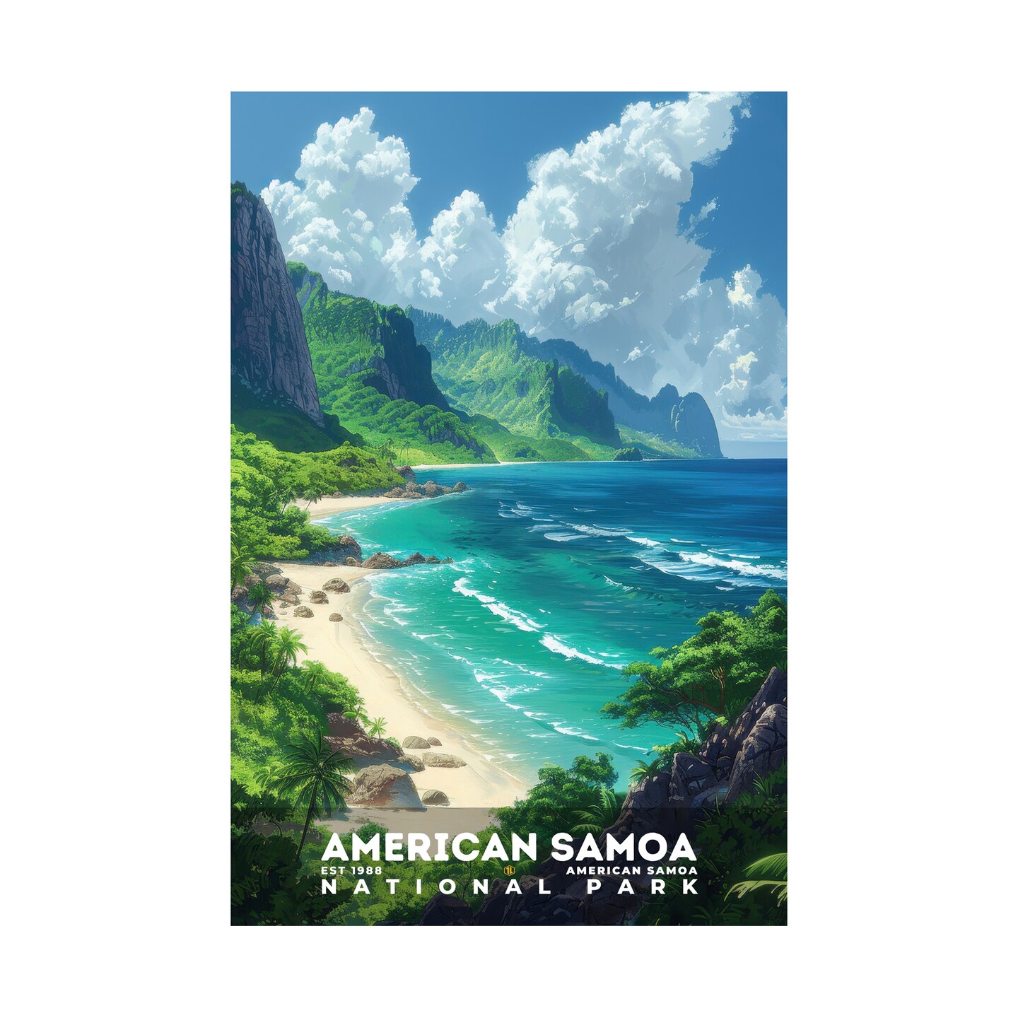 American Samoa National Park Poster, Travel Art, Office Poster, Home ...