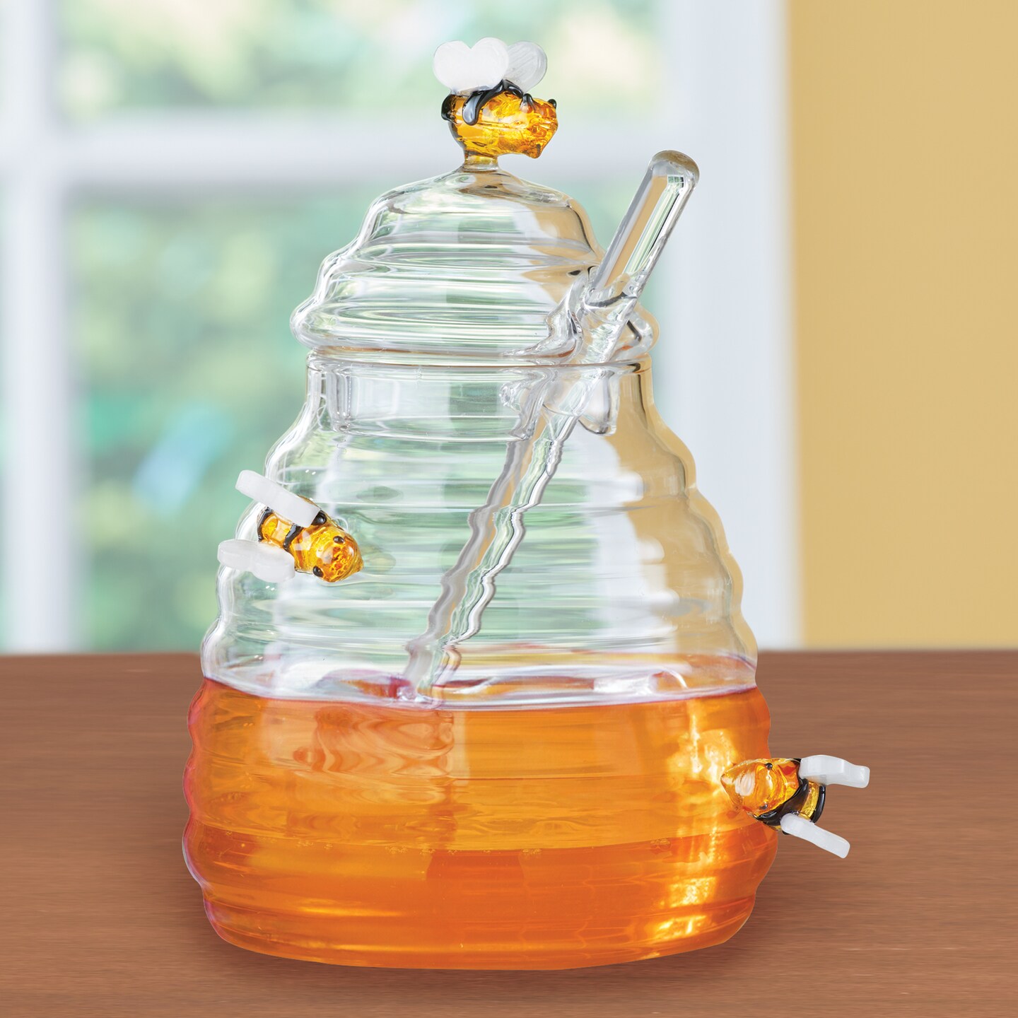 Collections Etc Adorable 2-Piece Glass Beehive Honey Pot Set, Count: 1 ...