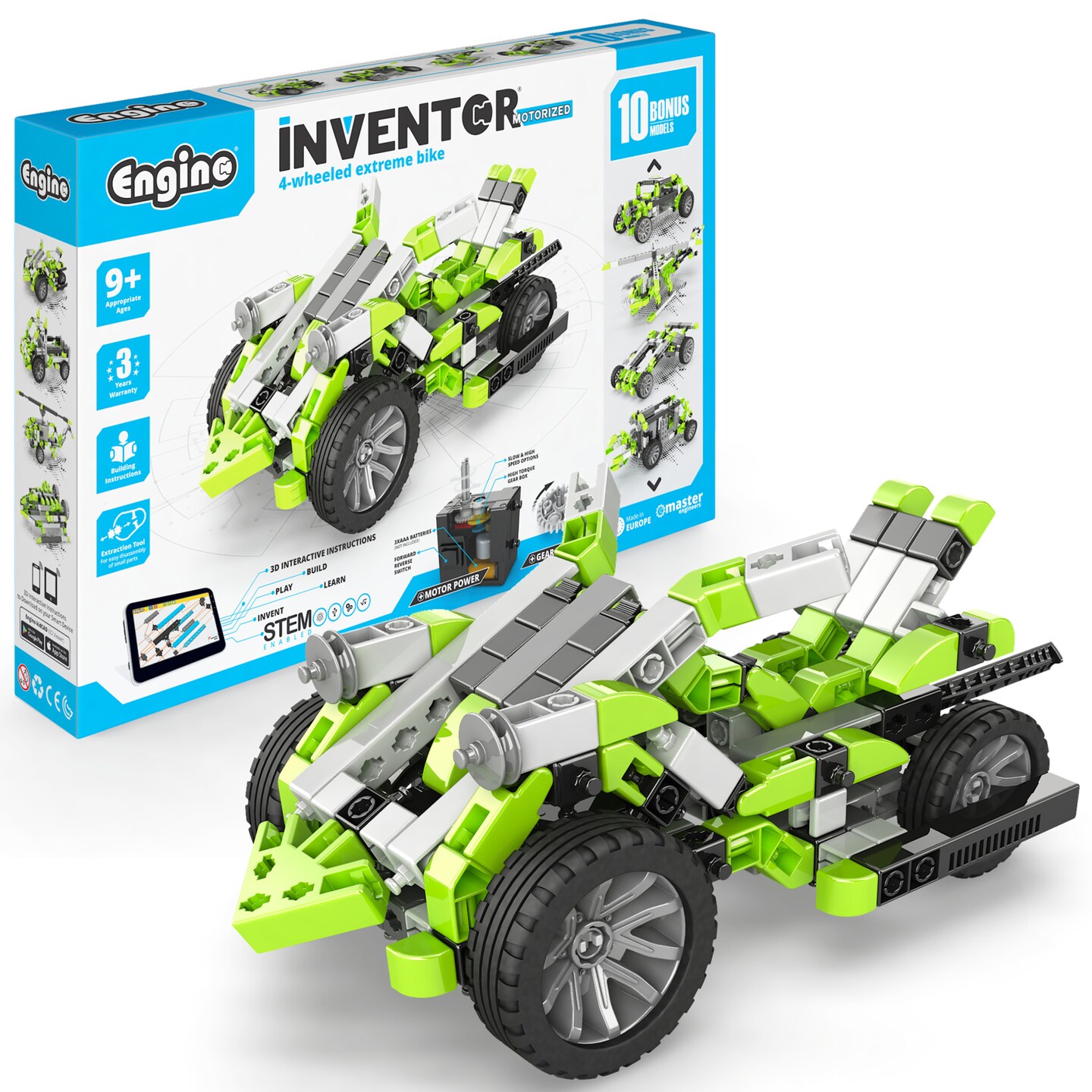 Engino: Inventor Mechanics - 4 Wheeled Extreme Bike - Motorized 10 ...