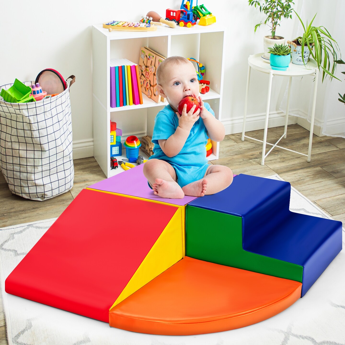 Kids Foam Play Set 4-Piece Corner Climber for Toddlers with Slide and ...