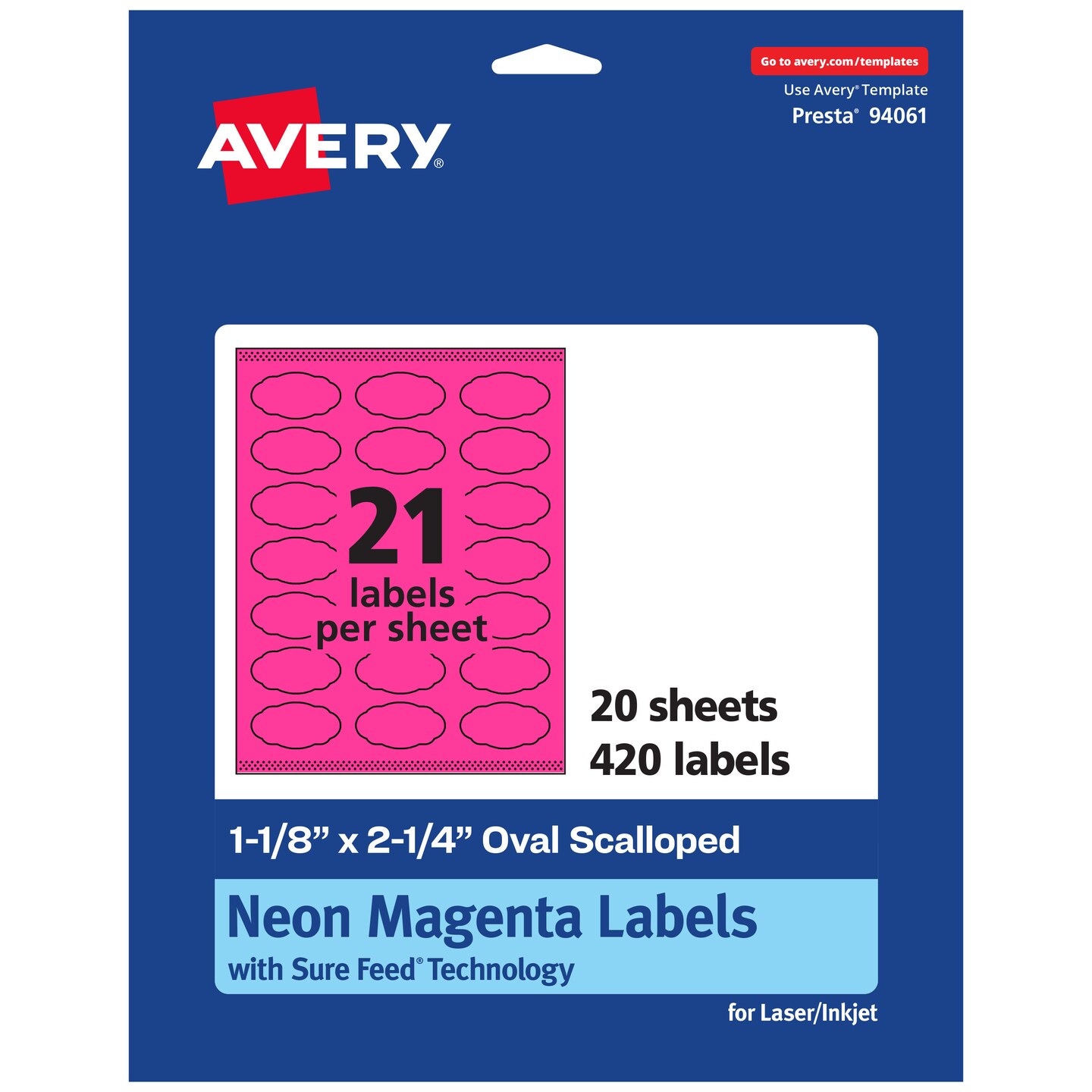 Avery Neon Magenta Paper Labels, 1-1/8" x 2-1/4" Oval Scalloped | Michaels