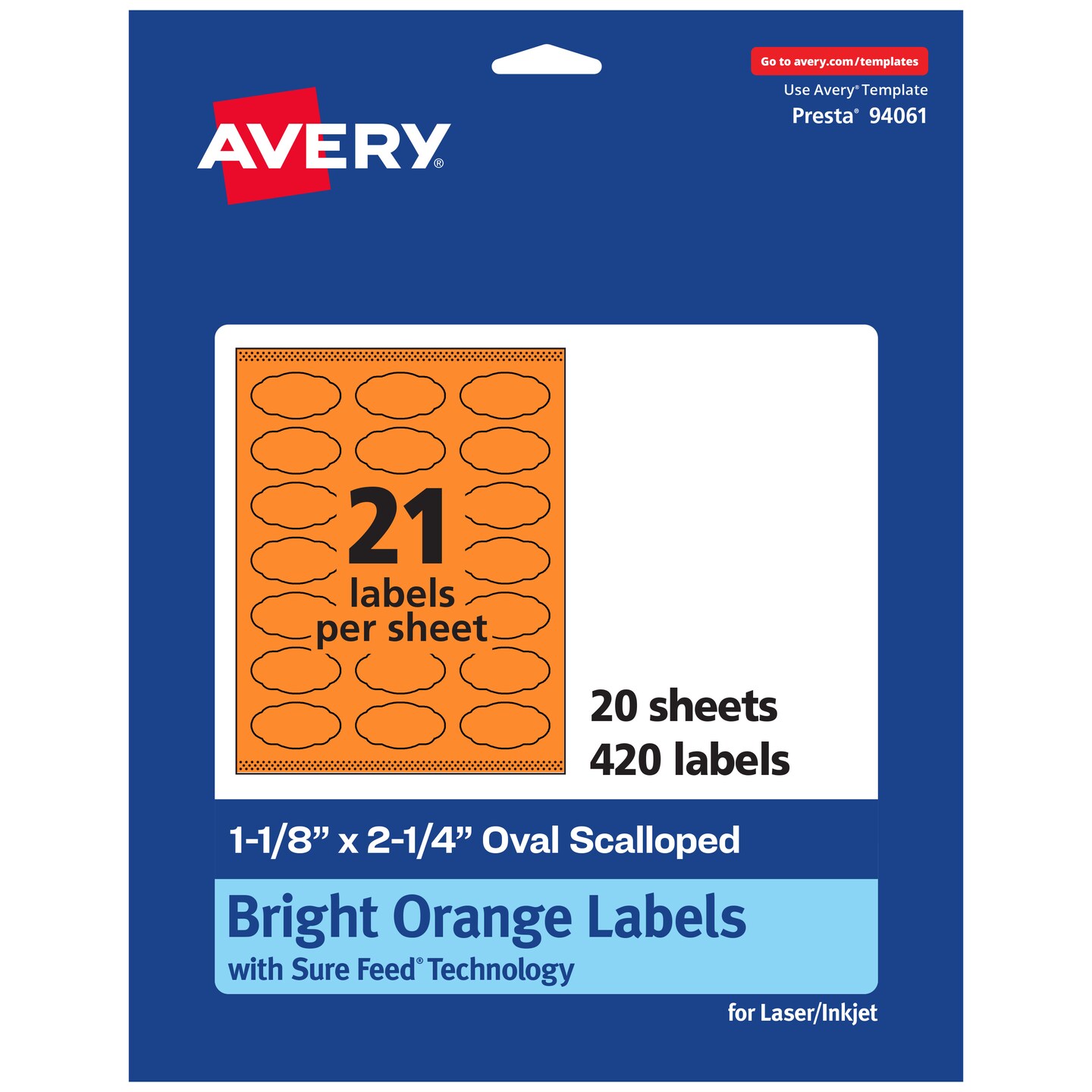 Avery Bright Orange Paper Labels, 1-1/8" x 2-1/4" Oval Scalloped | Michaels