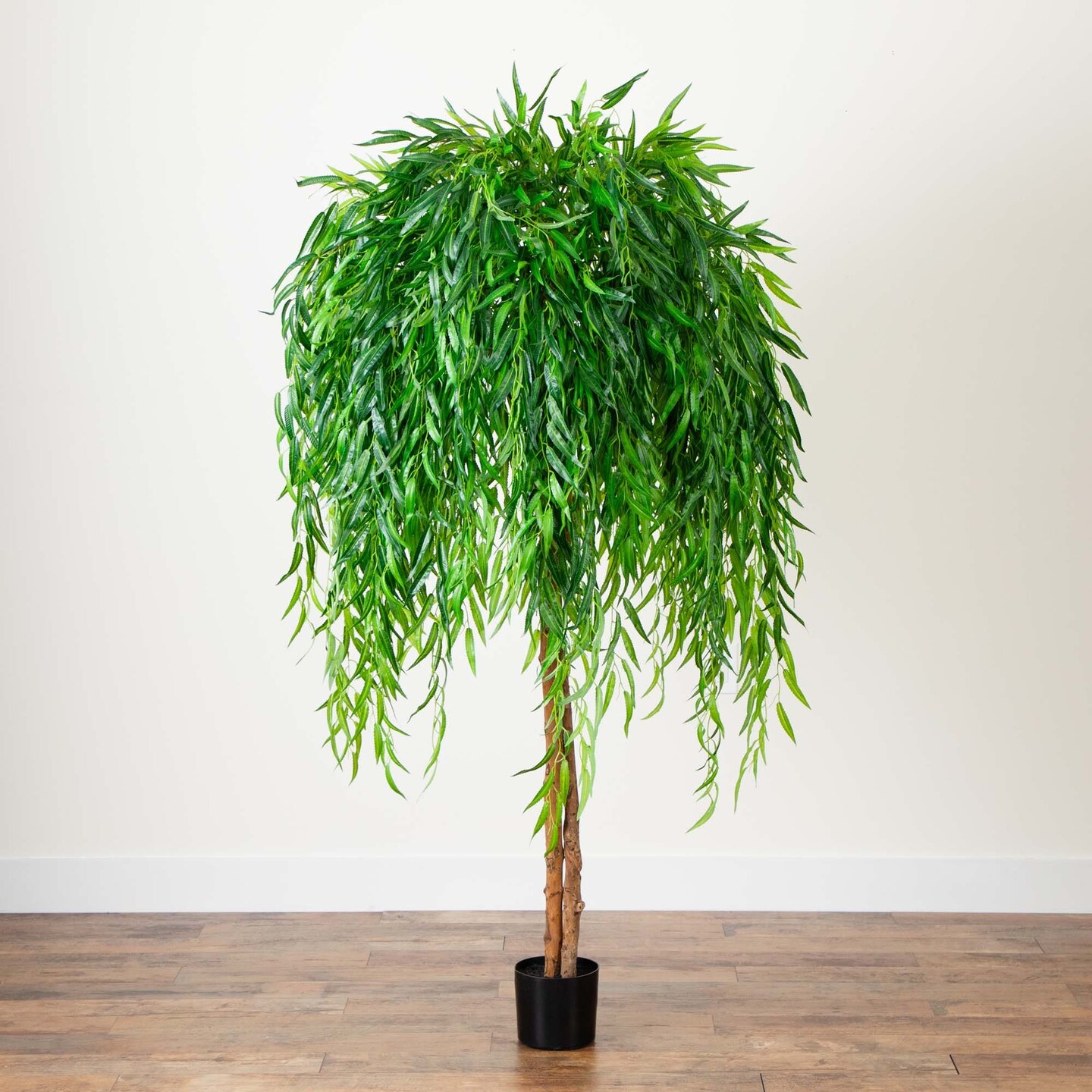 Nearly Natural Artificial Potted Willow Tree - 6' - Green, Color: Green ...