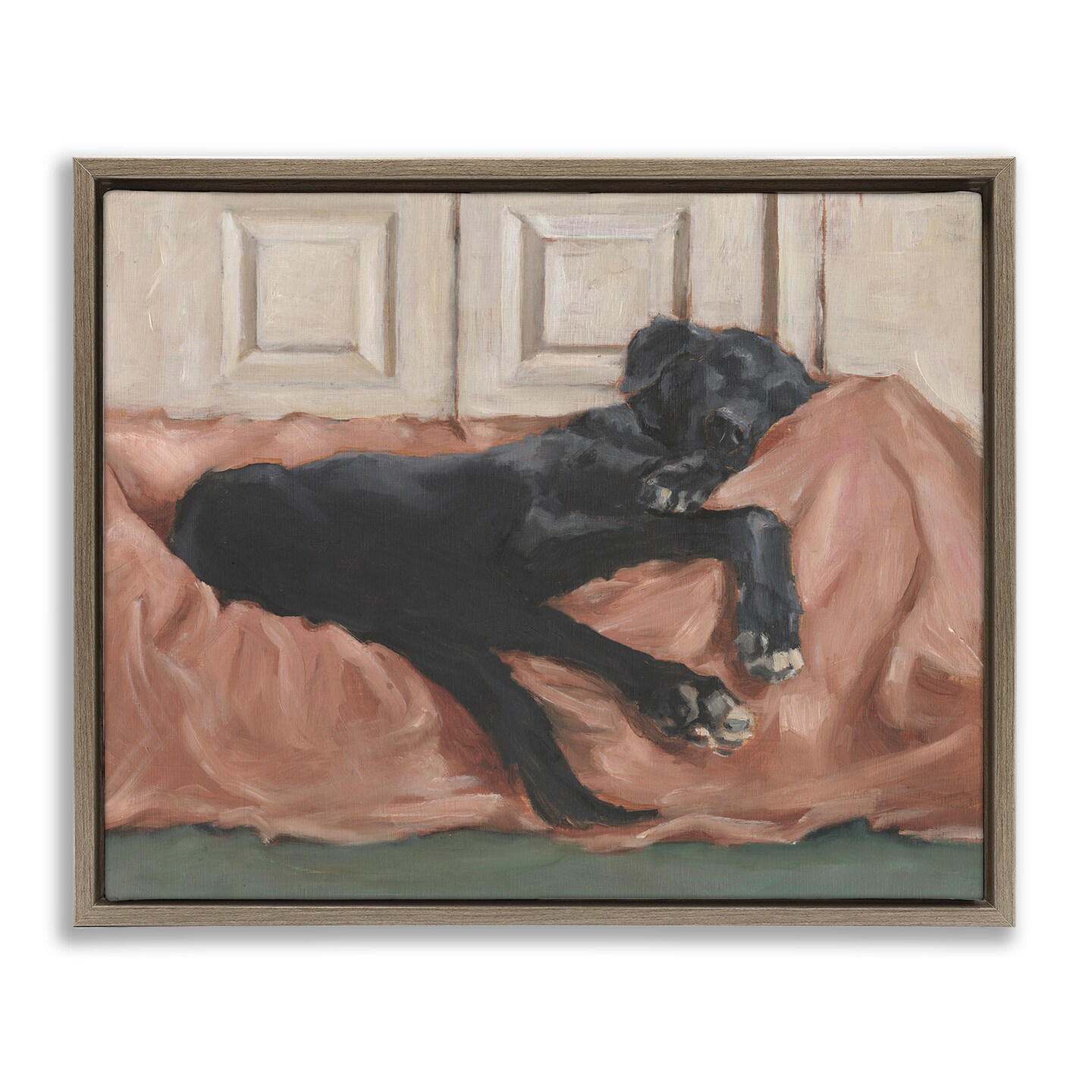 Stupell Industries Black Lab Dozing Off Floating Frame By Ethan Harper ...
