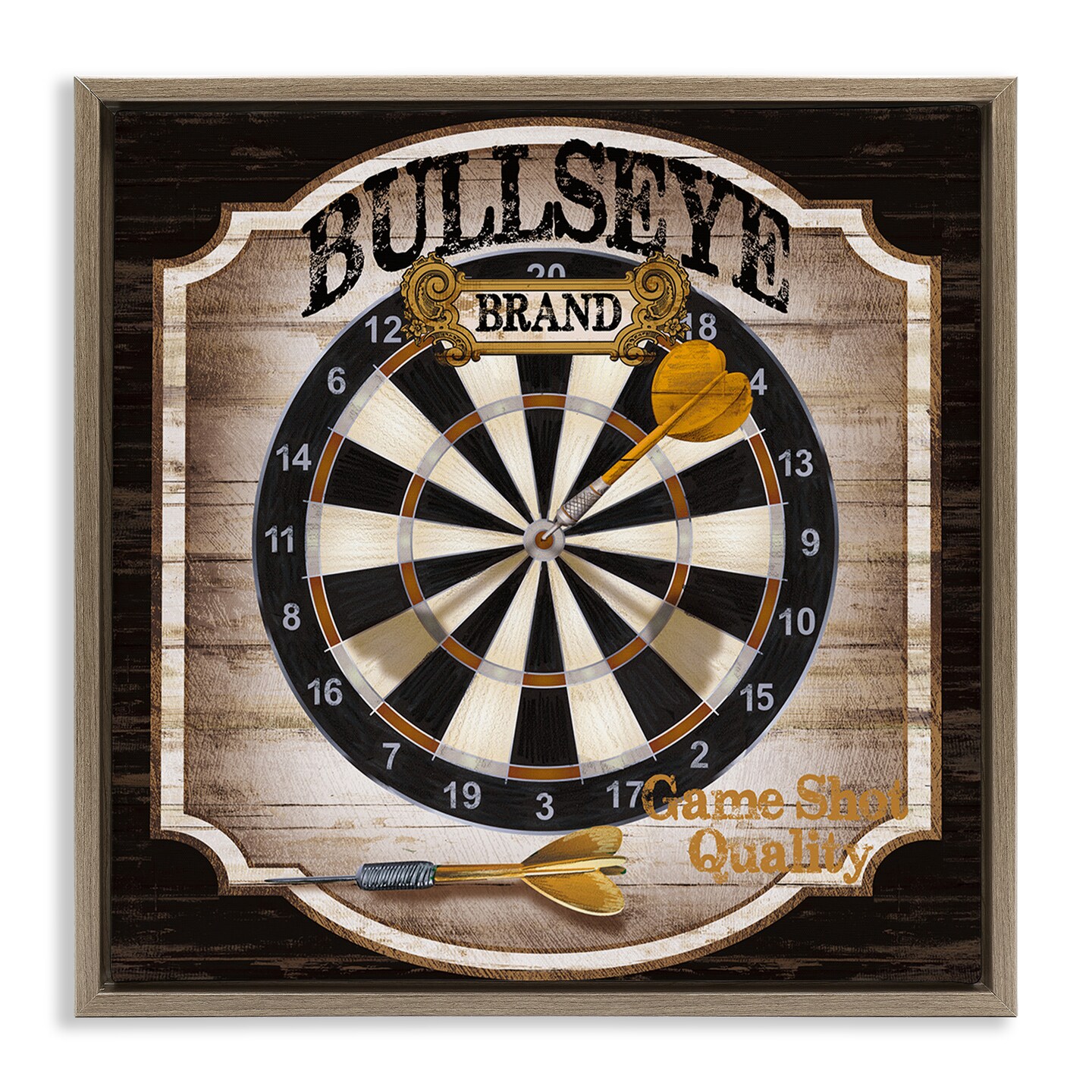 Stupell Industries Rustic Bullseye Darts Game Floating Frame By Conrad ...