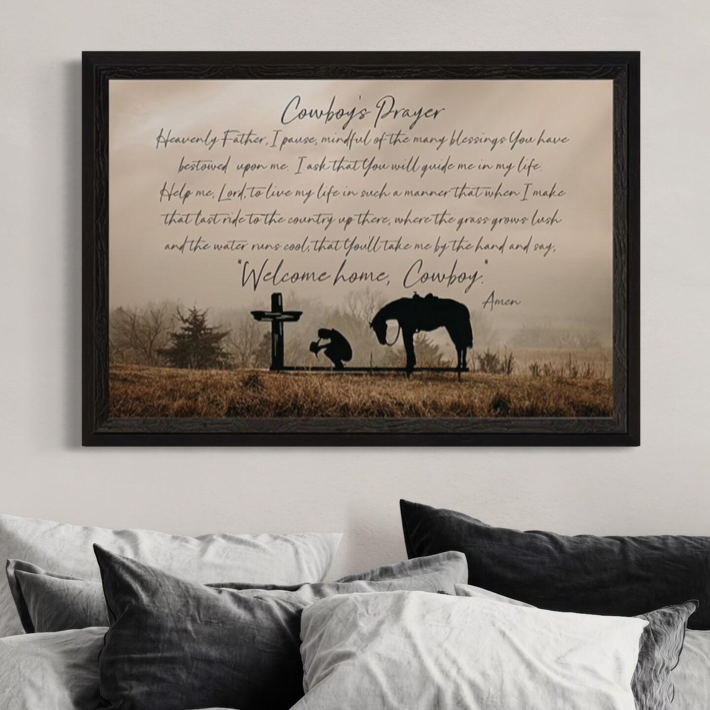 Cowboy Prayer Framed Print for Western Bedroom Decor - A Cowboy's ...