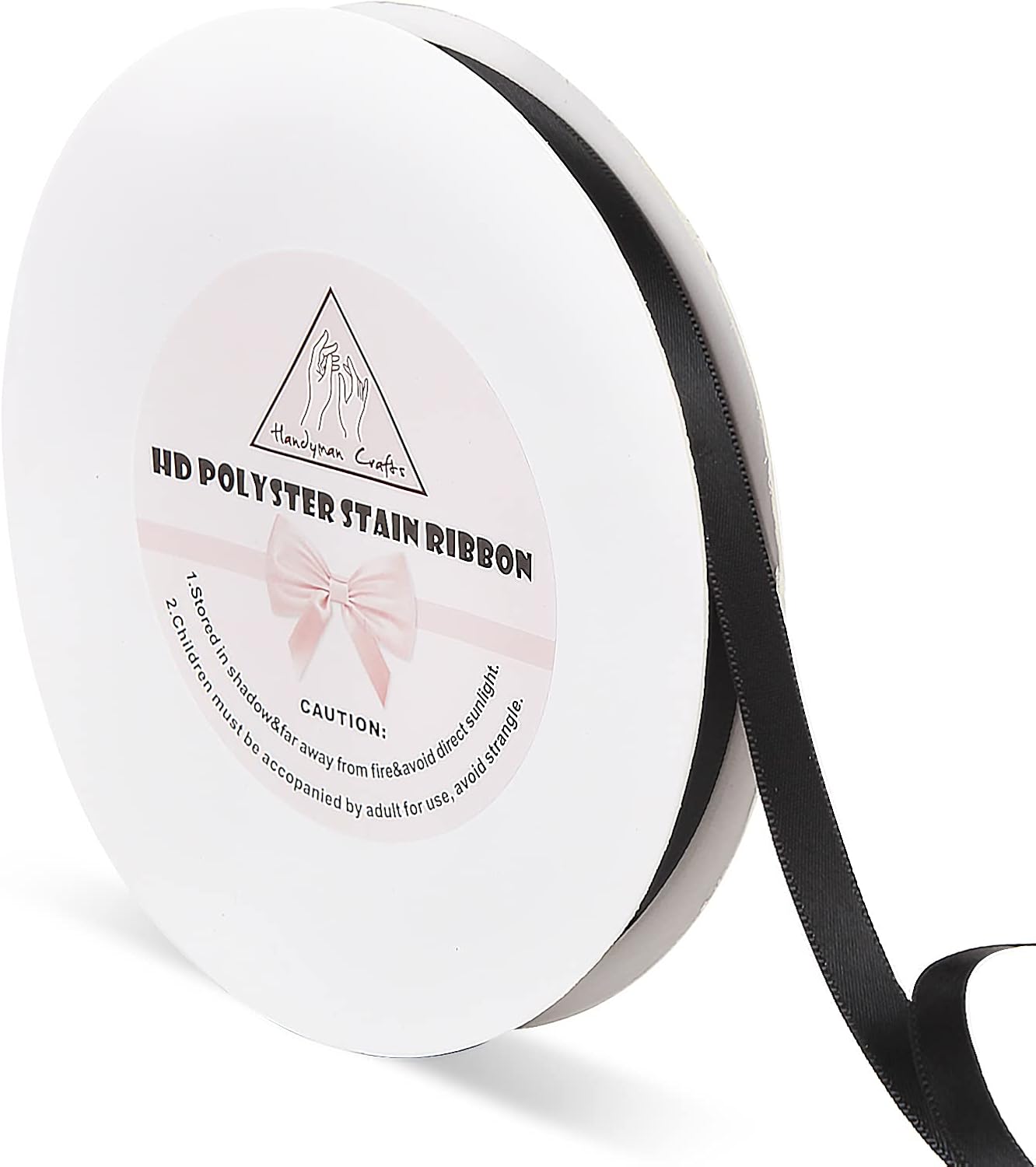 3/8" Black Double Faced Satin Ribbons 50 Yards HD Polyester Stain ...