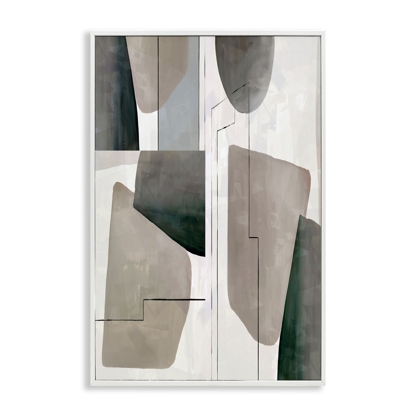 Stupell Industries Contemporary Oblong Geometrics Framed Giclee By ...