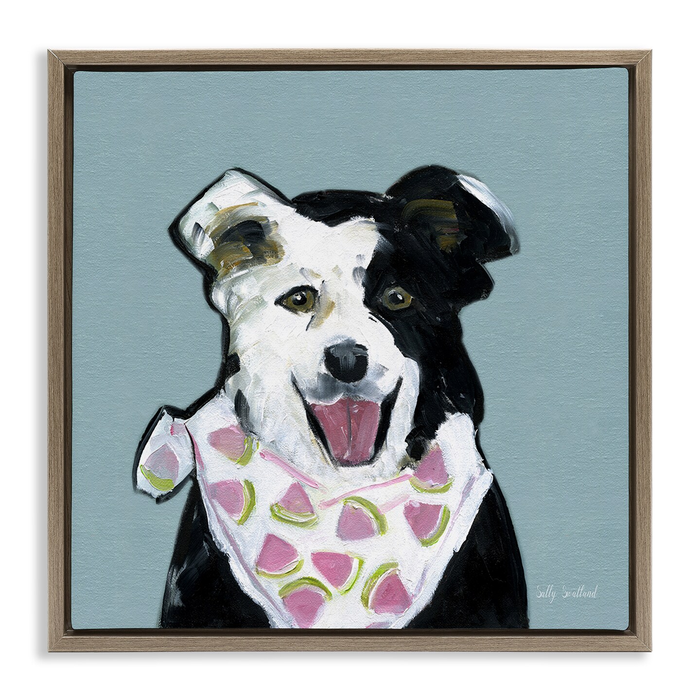 Stupell Industries Dog with Watermelon Bandana Floating Frame By Sally ...