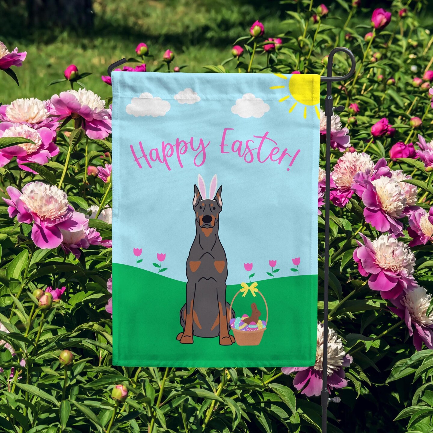 Doberman Pinscher Easter Garden Flag - Pick Your Color! | MakerPlace by ...