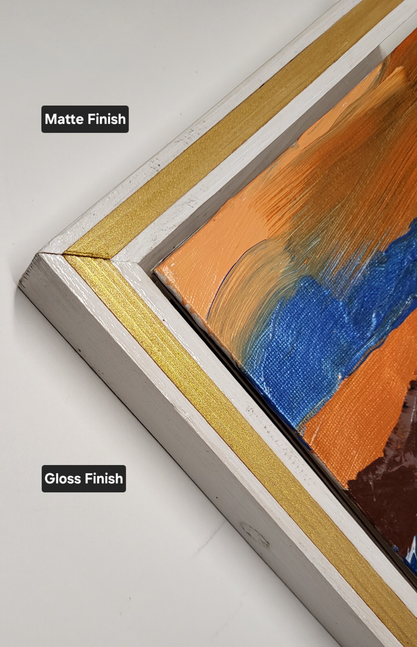 *Gloss White with Gold* Border Pinstripe Canvas Floating Frame, Made-to-Order Canvas Frame, Wood ...