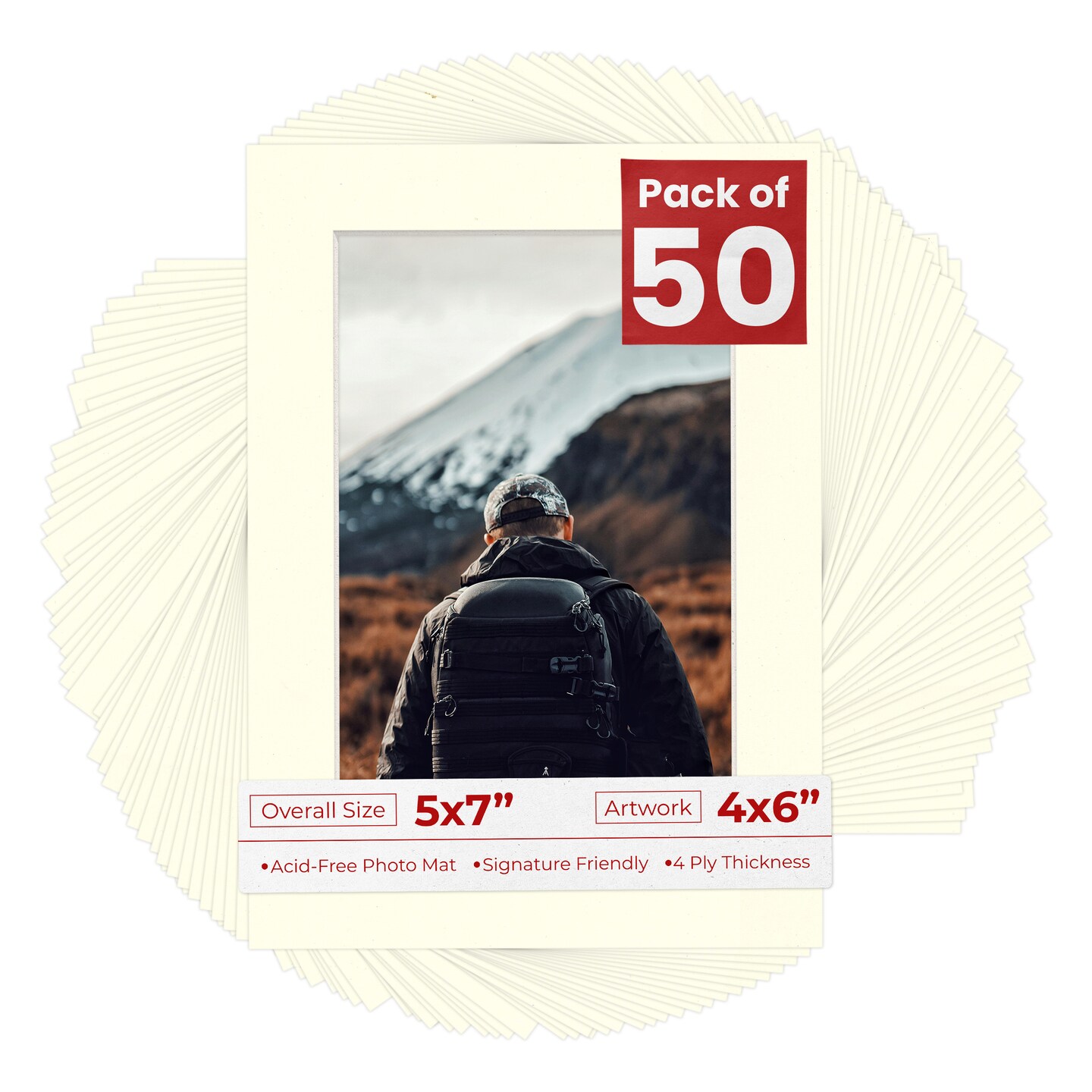 Cream Linen Mat Board for 5x7 Frames - Fits 4x6 Photos, Color: White ...