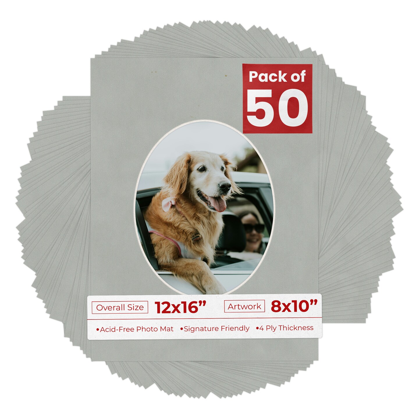 Light Grey Suede Mat Board for 12x16 Frames - Oval Opening for 8x10 ...