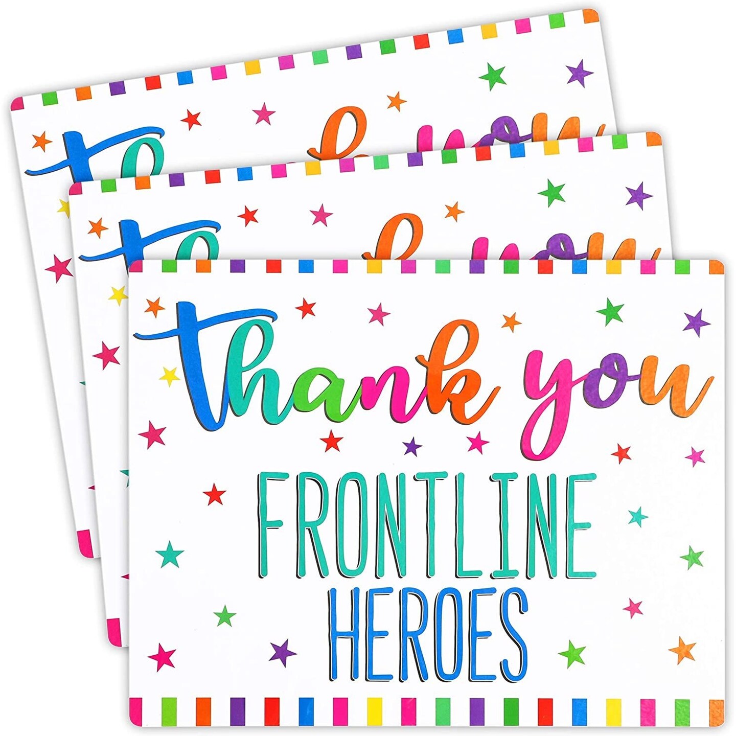 Thank You Frontline Heroes Sign, Self Adhesive (11.5 x 9 In, 3 Pack ...