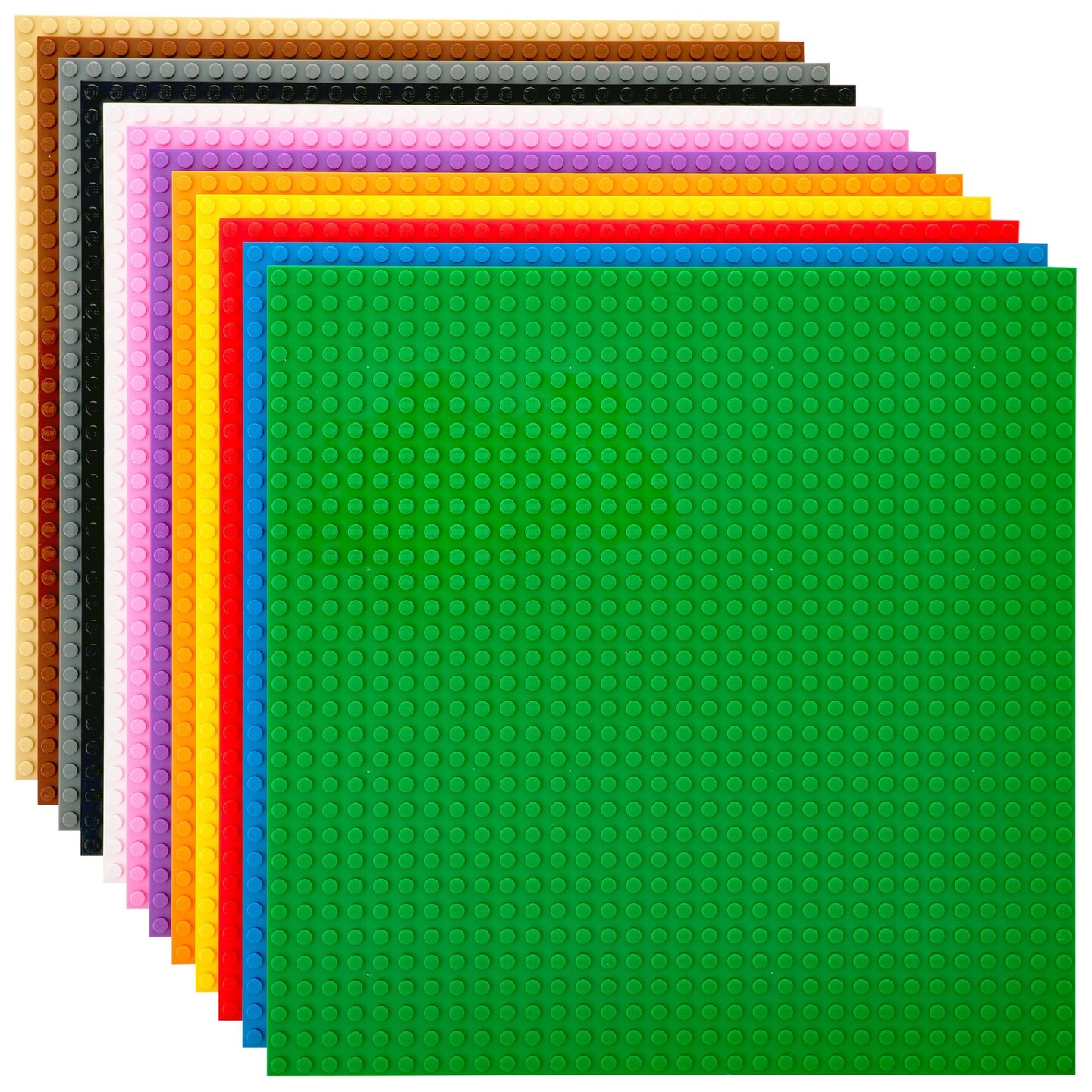Strictly Briks 12 Pack Classic Baseplates 10x10 in, Stackable Building ...