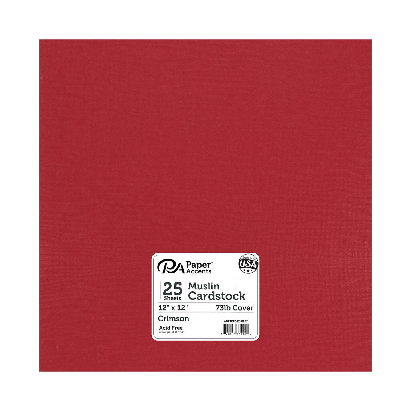 PA Paper Accents Muslin Cardstock 12" x 12" Crimson, 73lb colored ...