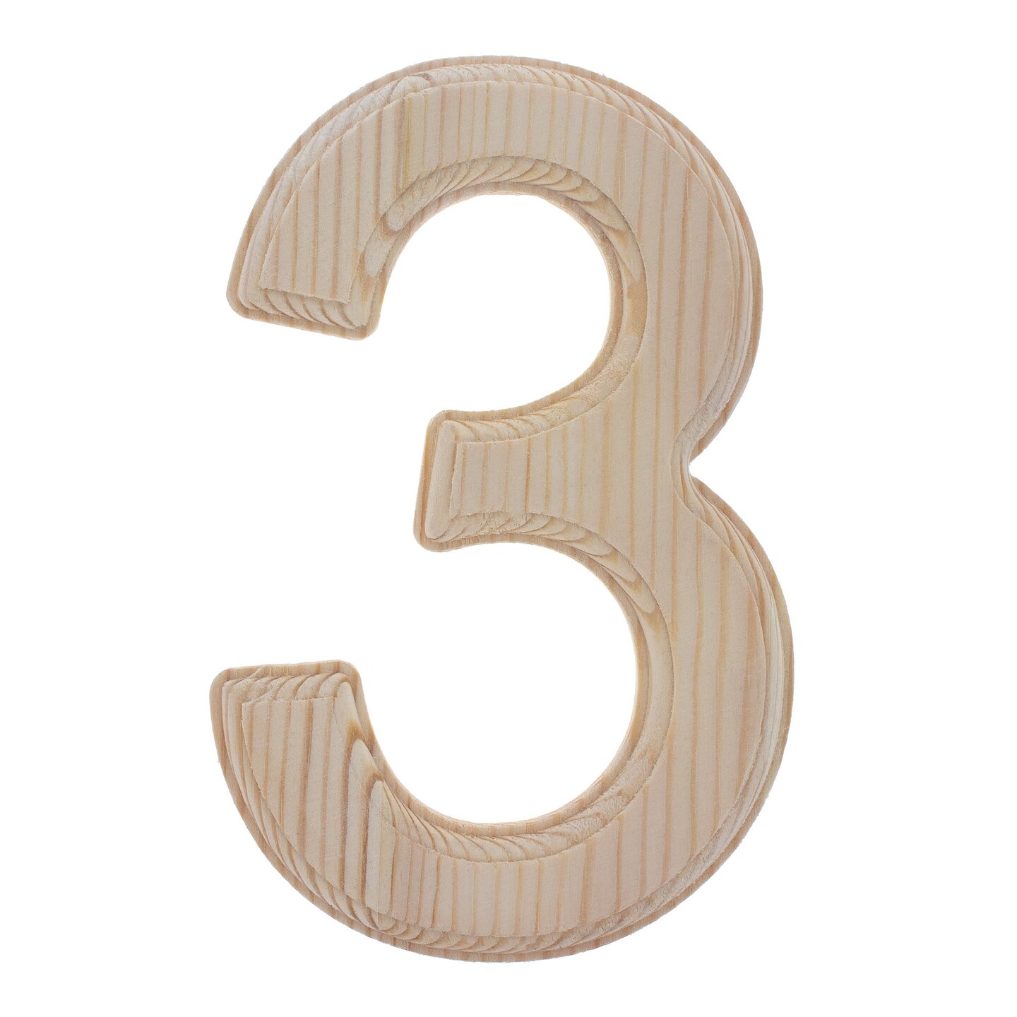 Unfinished Wooden Arial Font Number 3 (Three) 6.25 Inches | Michaels