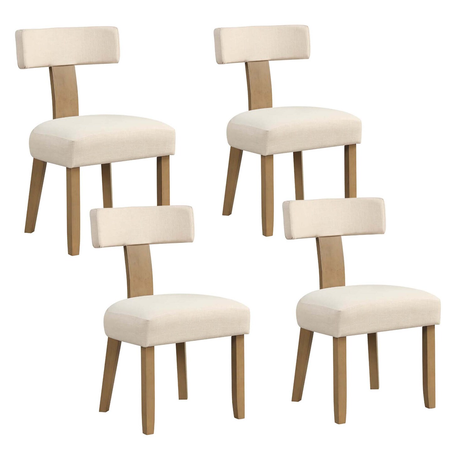 Costway Set of 2/4 Armless Dining Chairs with Curved Backrests & Padded ...