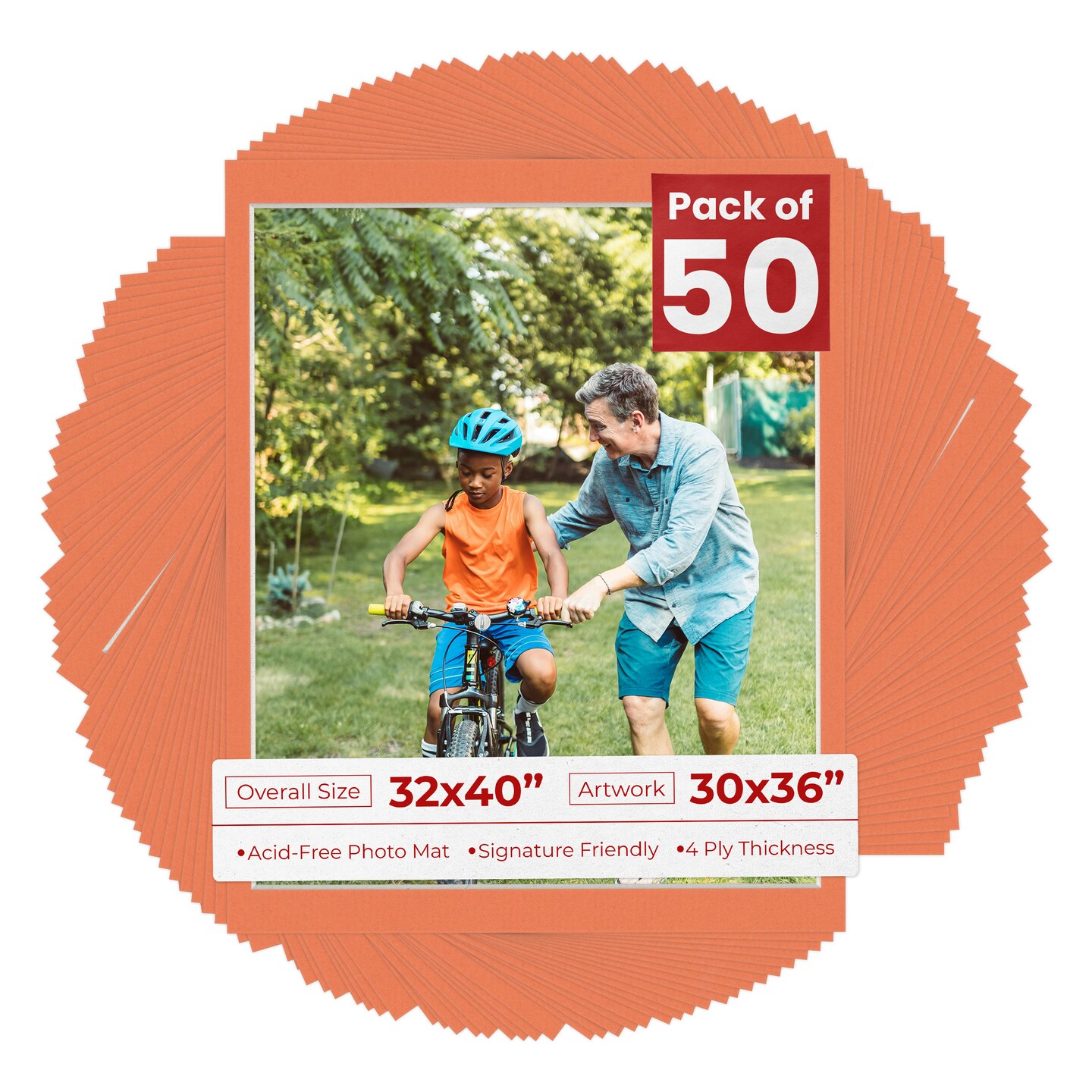 Carnelian Orange Mat Board for 32x40 Frames - Fits 30x36 Photos, Color ...