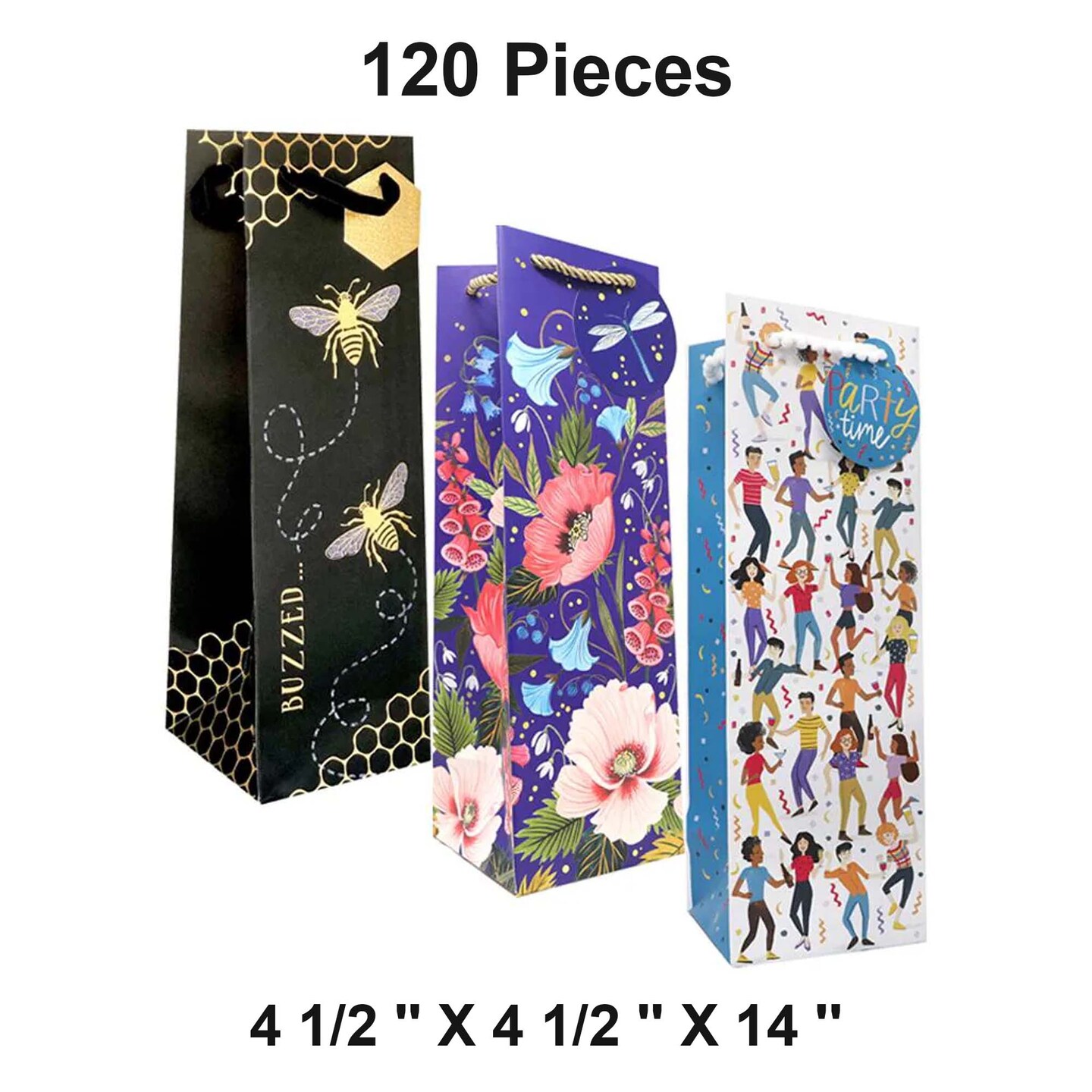 Patterned Wine Gift Bags 4 1/2'' X 4 1/2'' X 14'' Stylish | Michaels