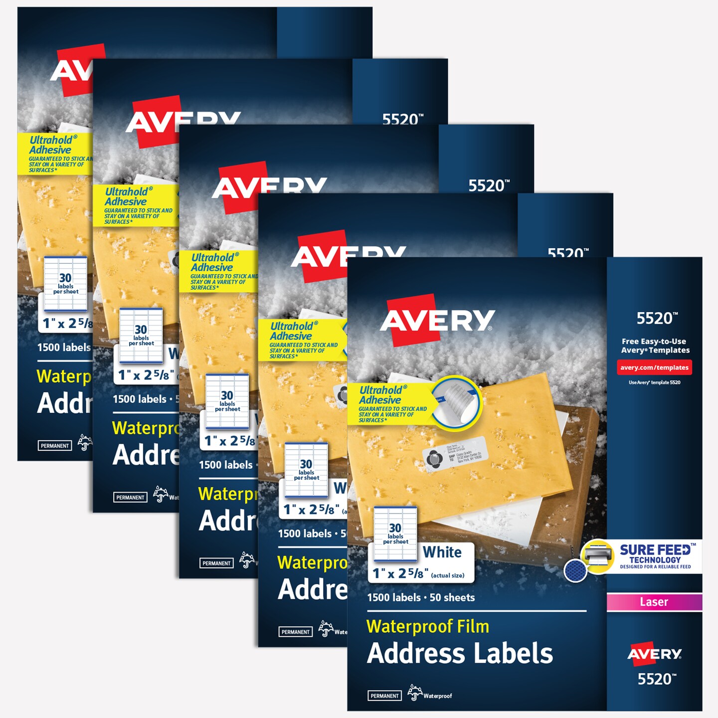 Avery Durable Waterproof Address Labels with Sure Feed Technology, 1" x ...