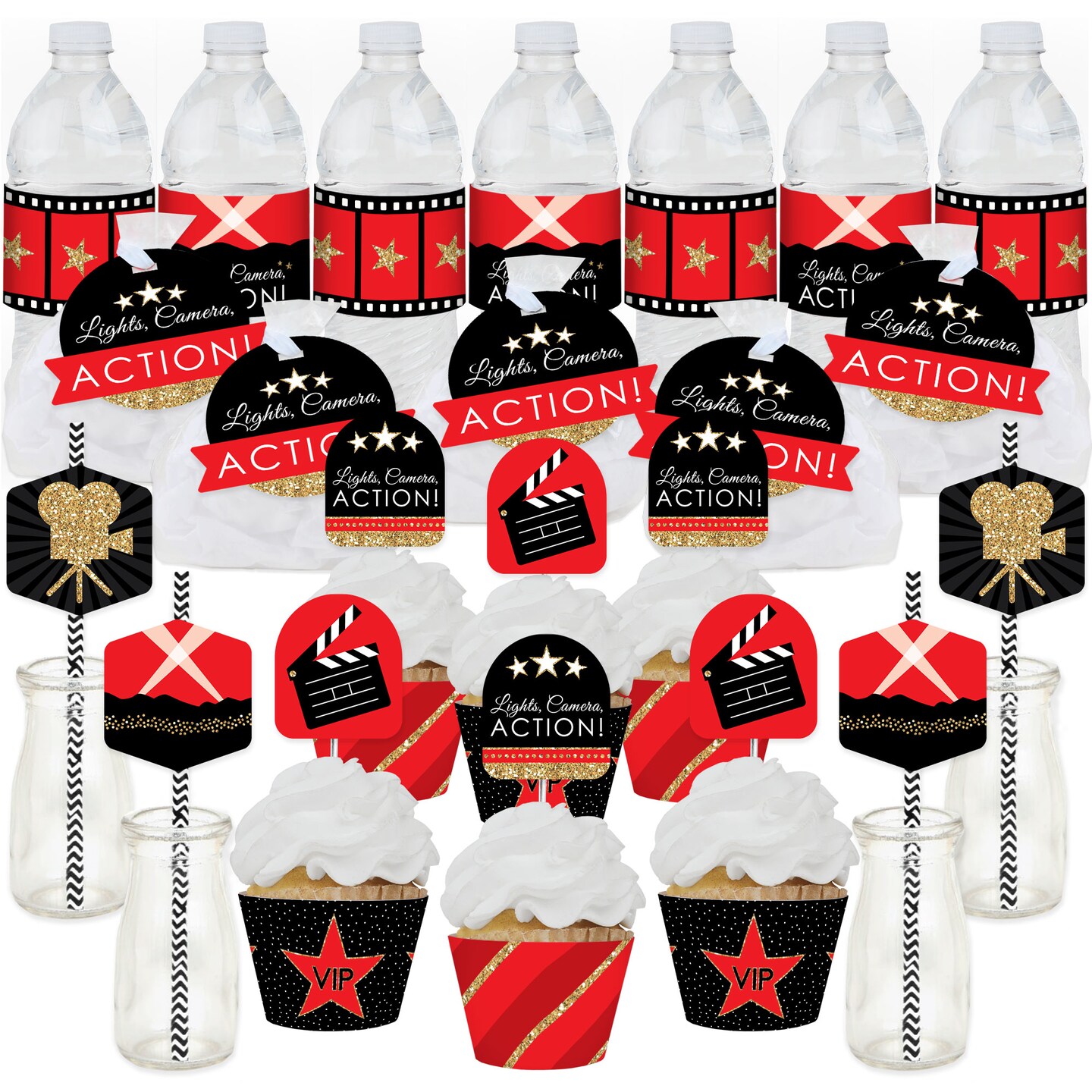 Big Dot of Happiness Red Carpet Hollywood - Movie Night Party Favors ...