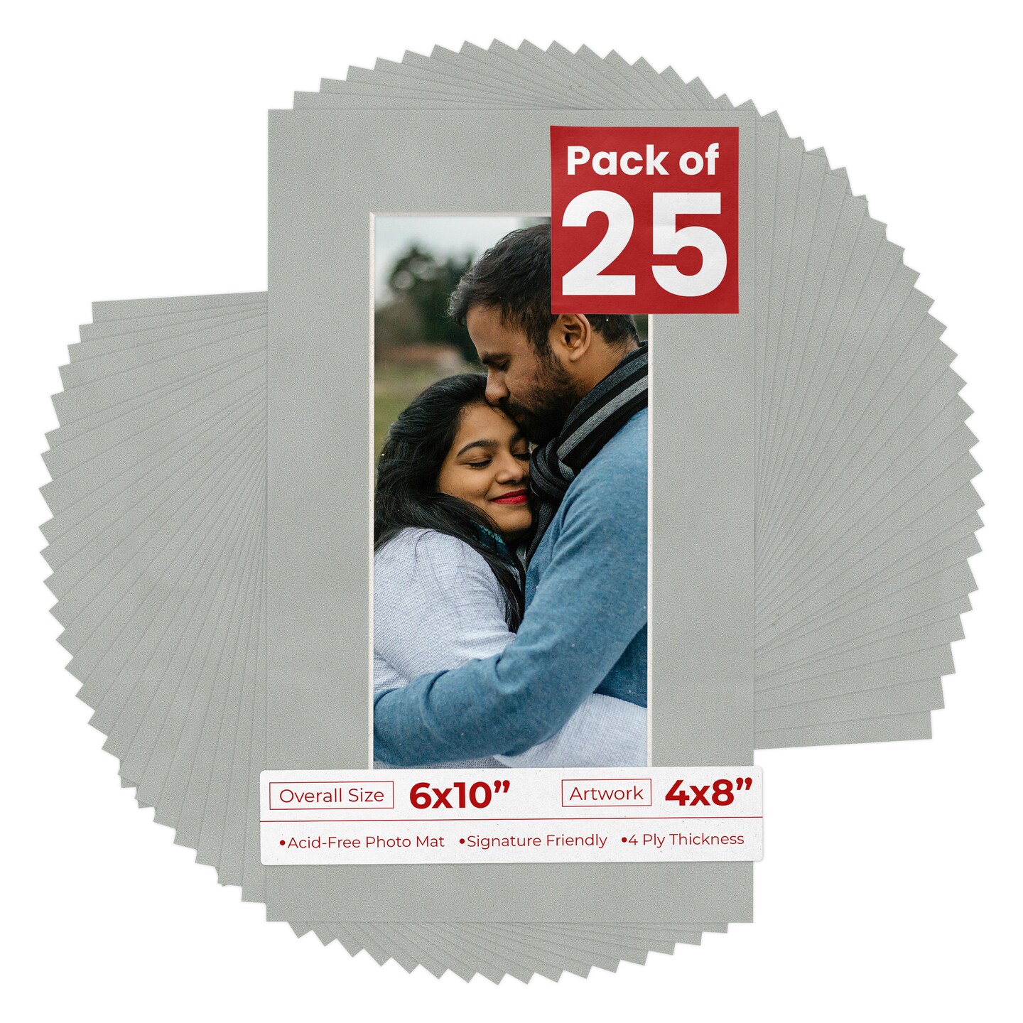 Light Grey Suede Mat Board for 6x10 Frames - Fits 4x8 Photos, Color ...