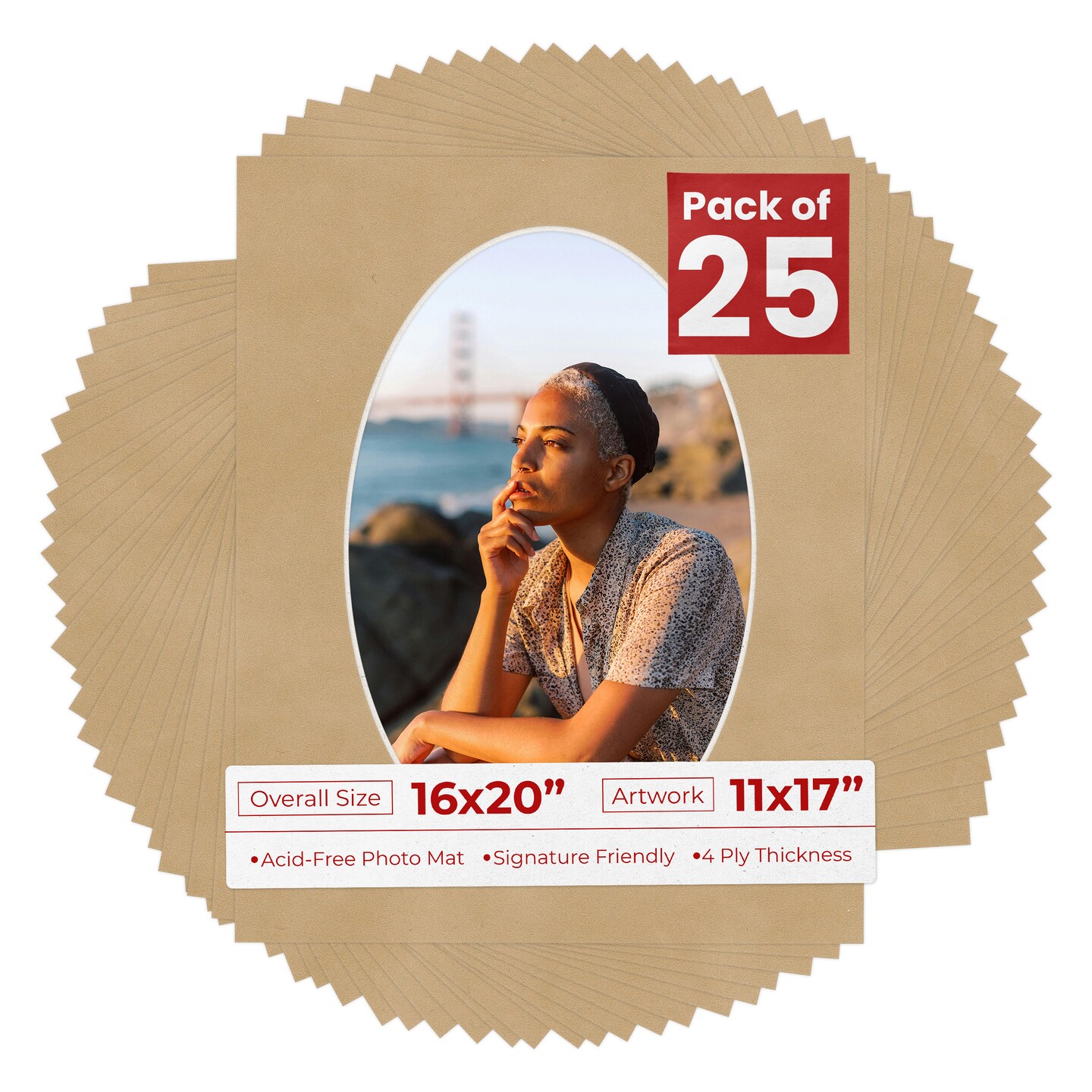 Beige Suede Mat Board for 16x20 Frames - Oval Opening for 11x17 Photos ...