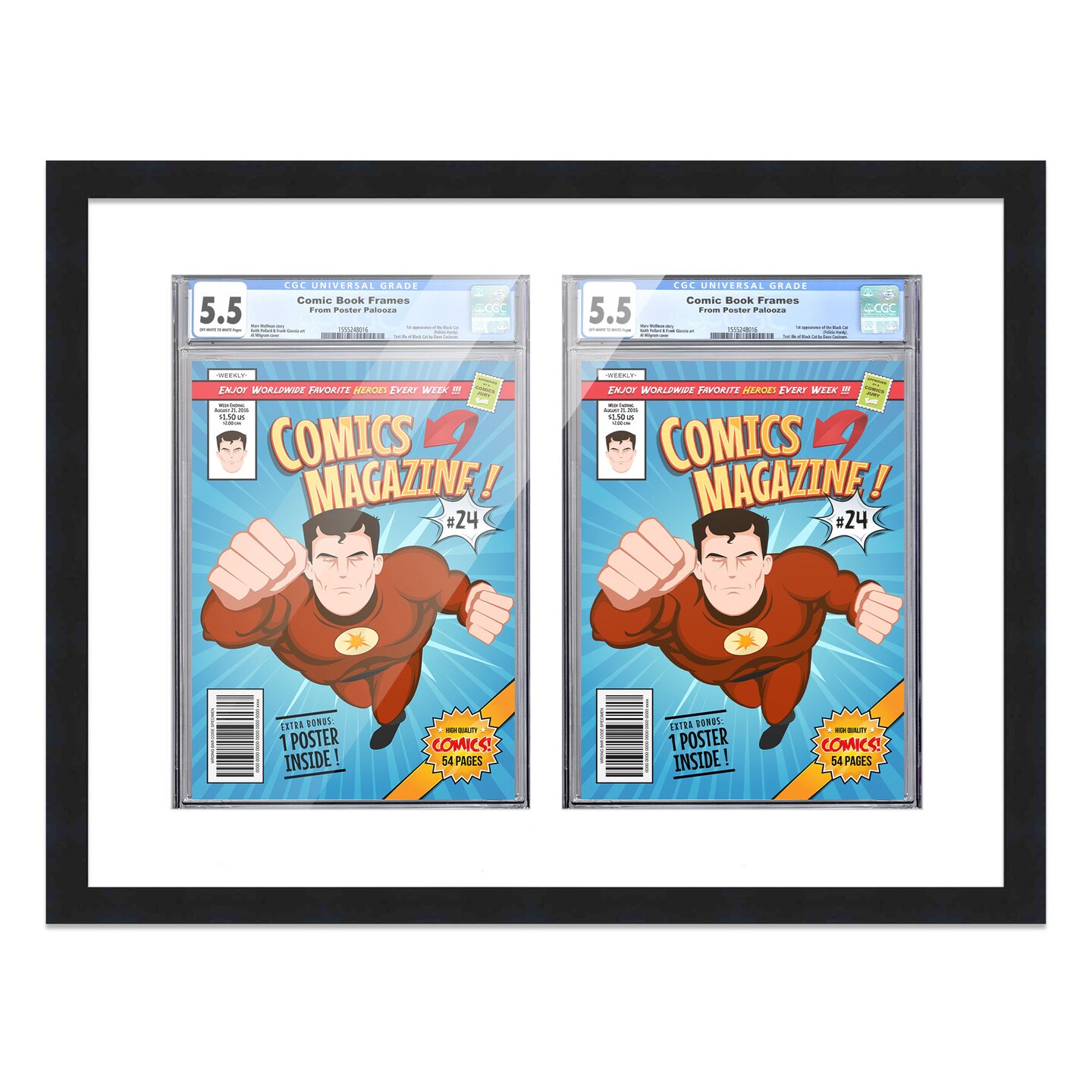 Comic Book Display Frame for CGC, PGX Graded, Slabed Comics - Black ...