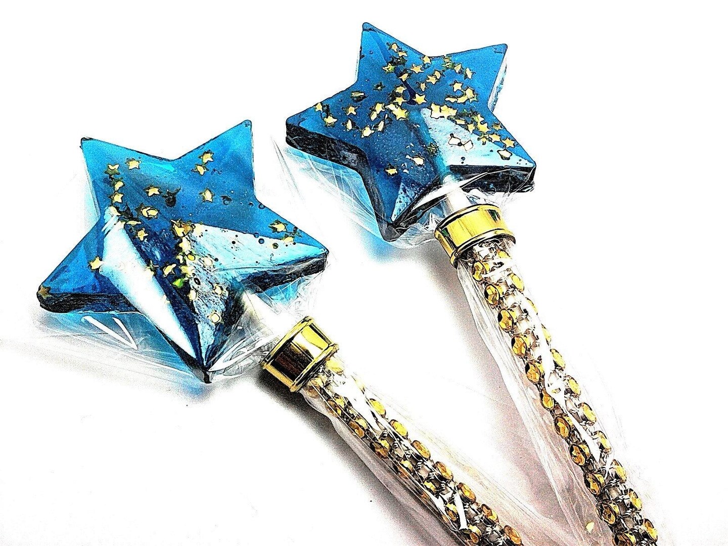 10 STAR WAND LOLLIPOPS with Edible Gold Stars and Bling Sticks ...