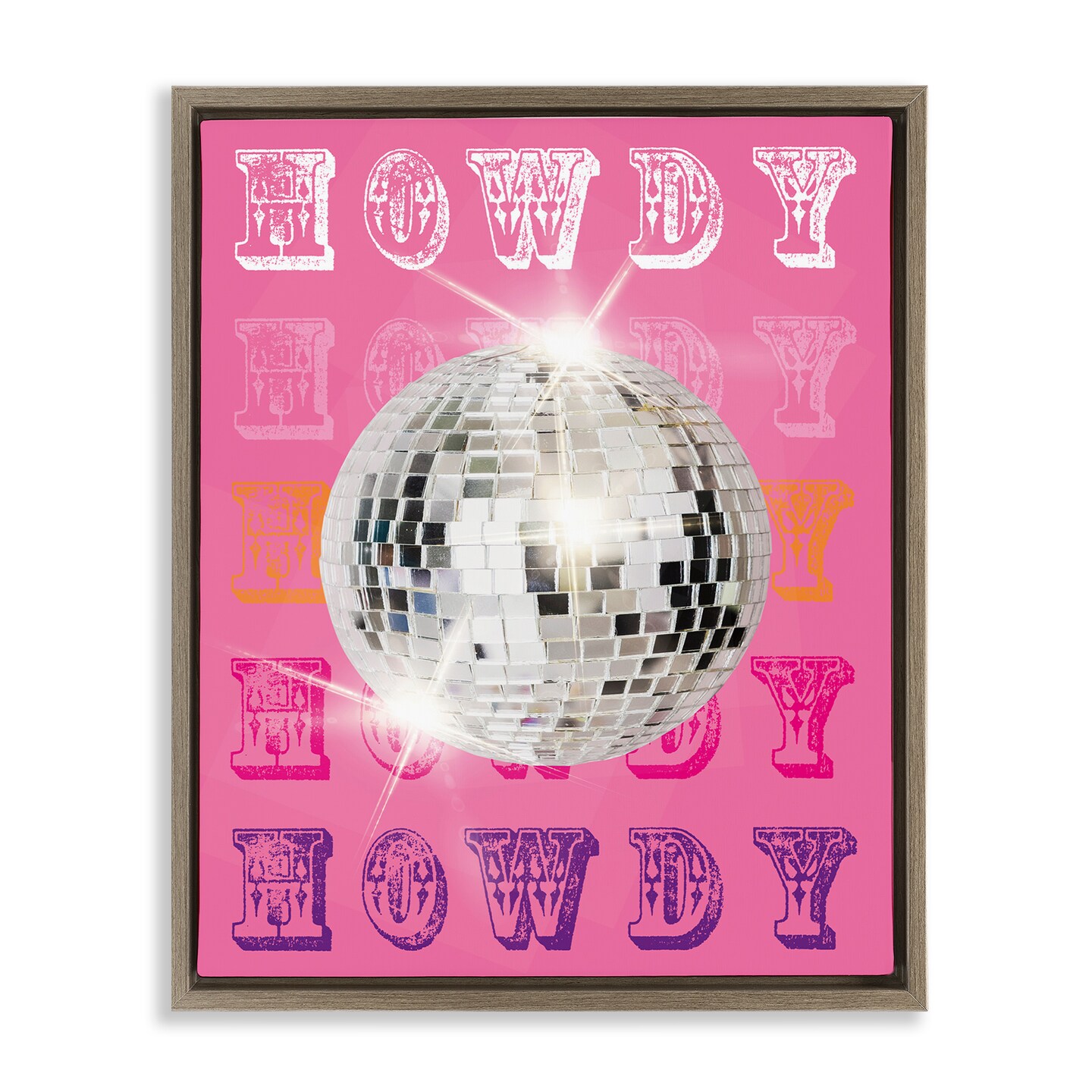 Stupell Industries Howdy Retro Disco Ball Floating Frame Design by ...