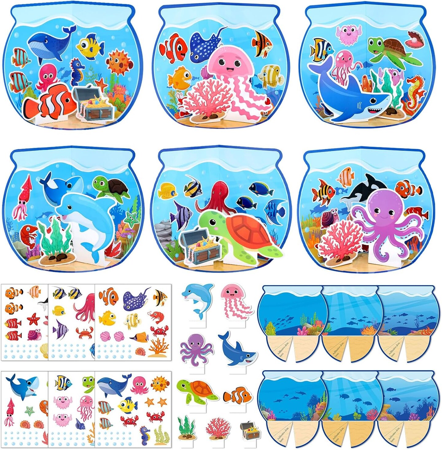 24set 3D Summer Under The Sea Craft Kits for Kids Ocean Animals Scene ...