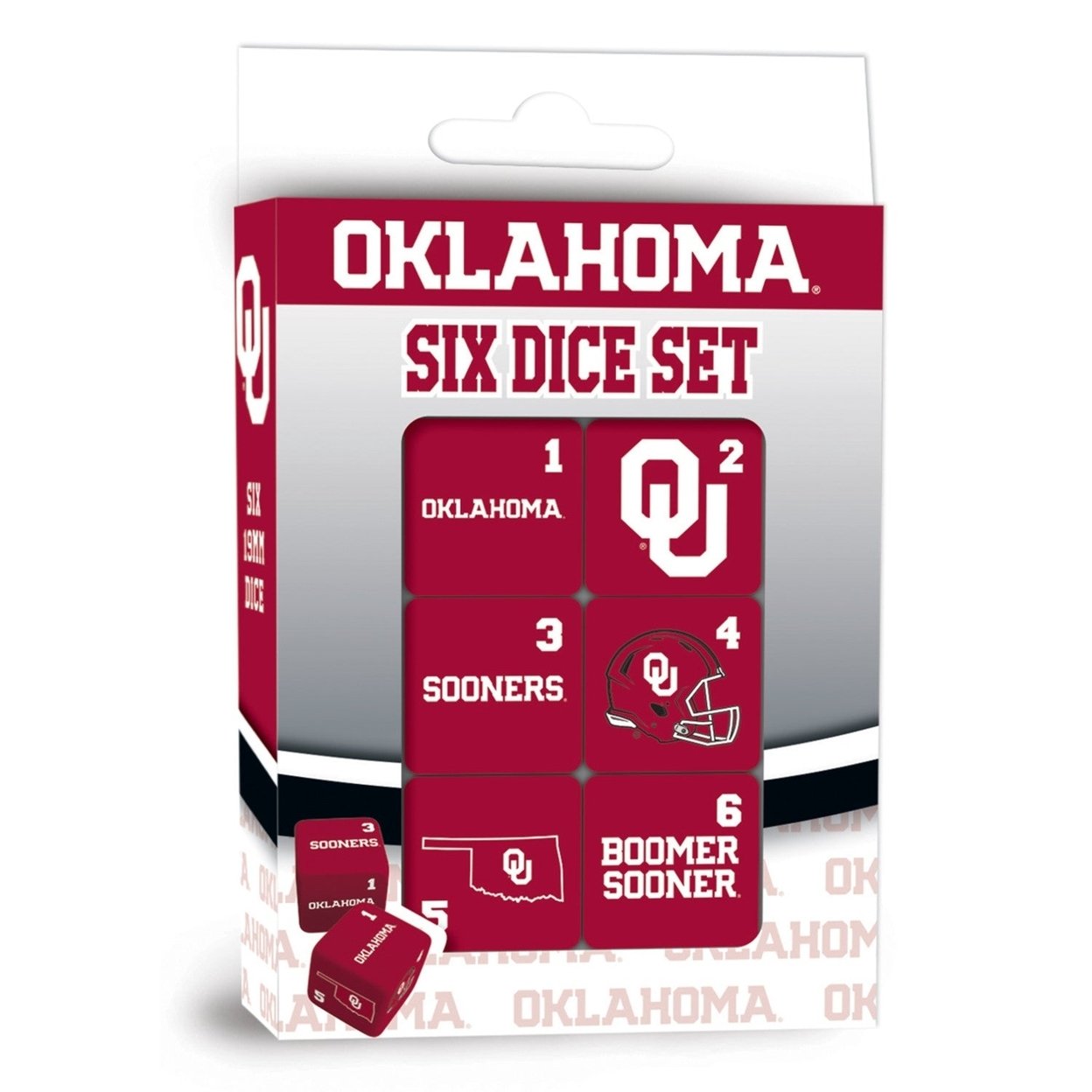 Oklahoma Sooners Dice Set 6-Piece 19Mm Officially Licensed Ncaa Gaming ...