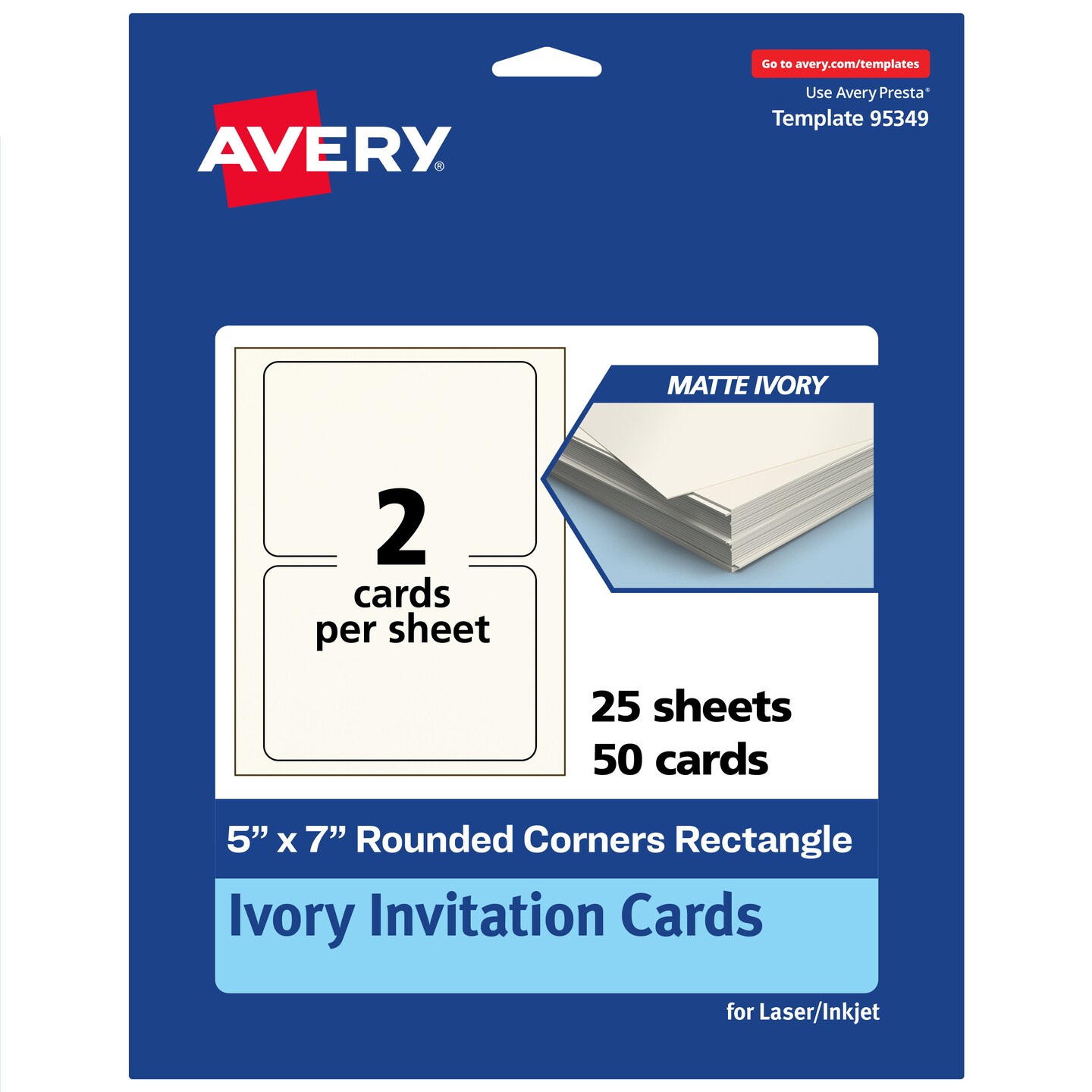 Avery Matte Ivory Invitation Cards, 5" x 7" Rectangle Rounded Corners ...