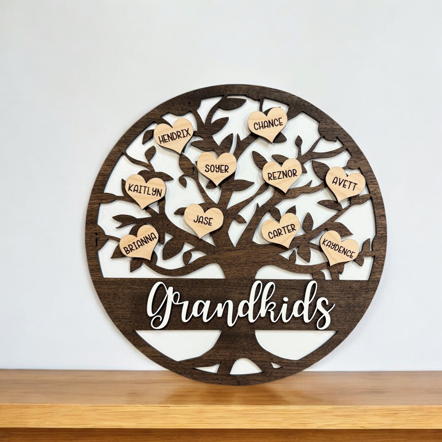 Grandkids family tree sign, custom wooden sign for grandparents and ...